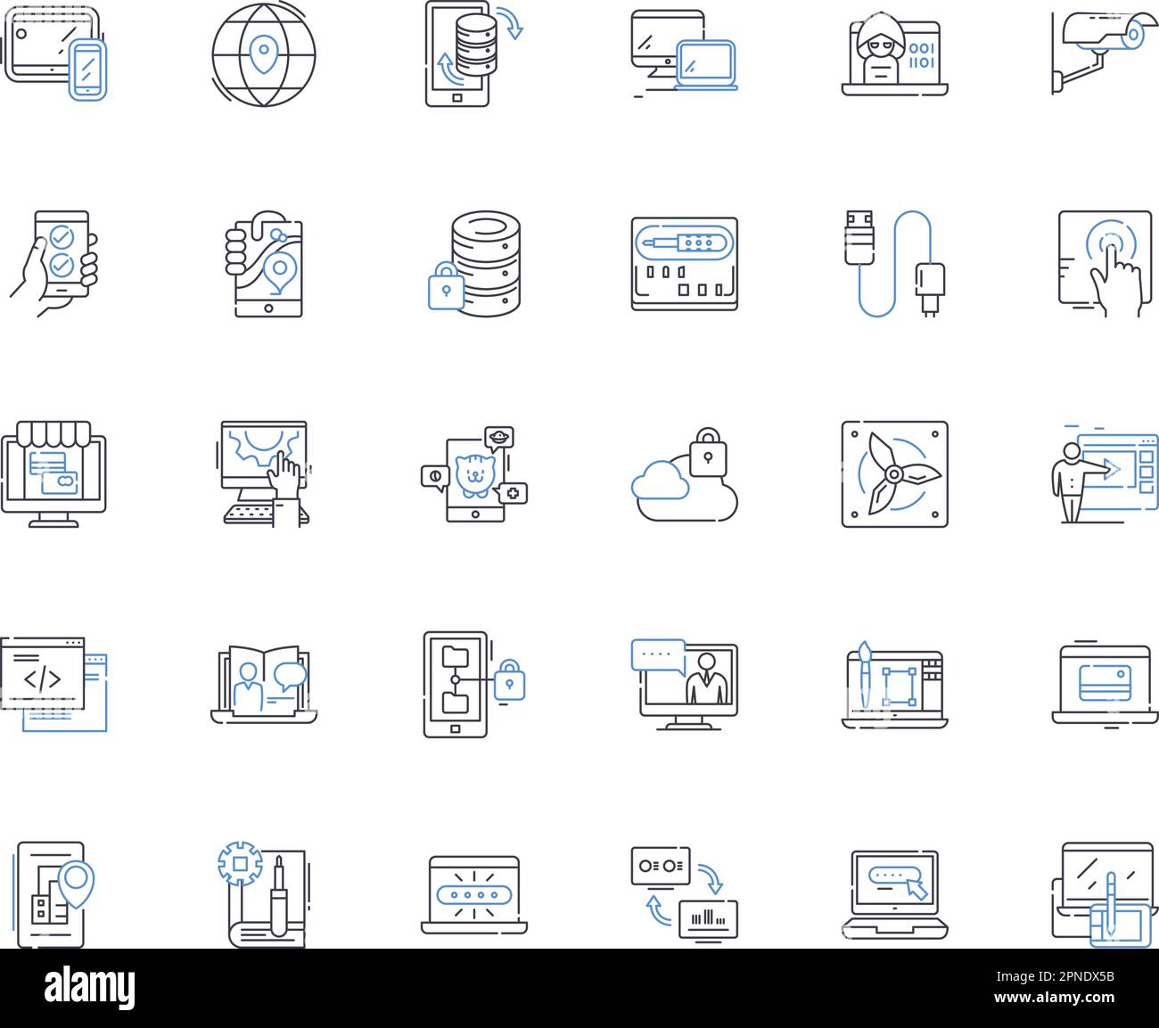 Firewall Line Icons Collection Security Protection Nerk Access Filtering Blocking Privacy