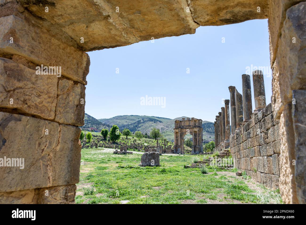 View of the Arch of Caracalla in the ancient Roman city of Cuicul ...