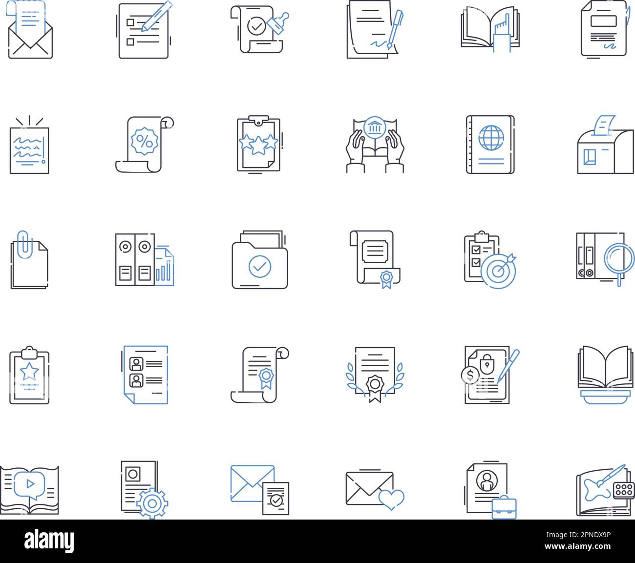 Bookmaking line icons collection. Binding, Covering, Folding, Stitching ...