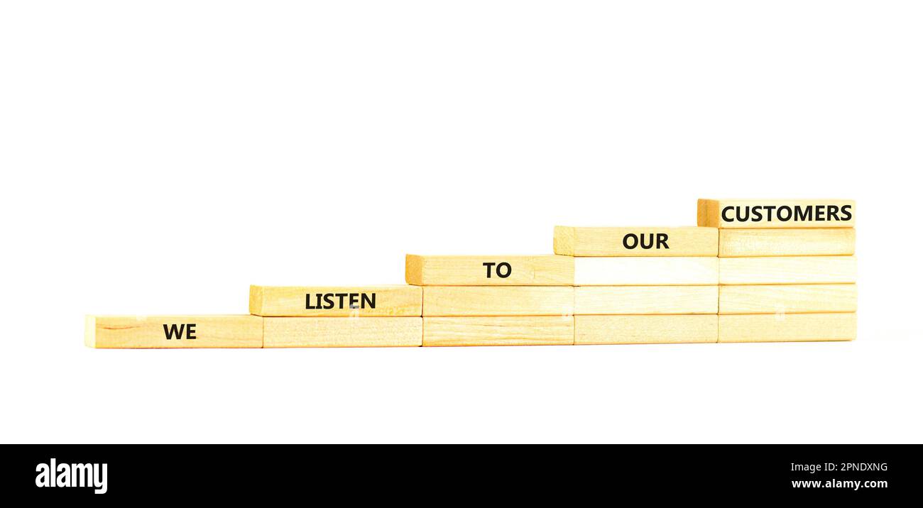 We listen to our customers symbol. Concept words We listen to our ...