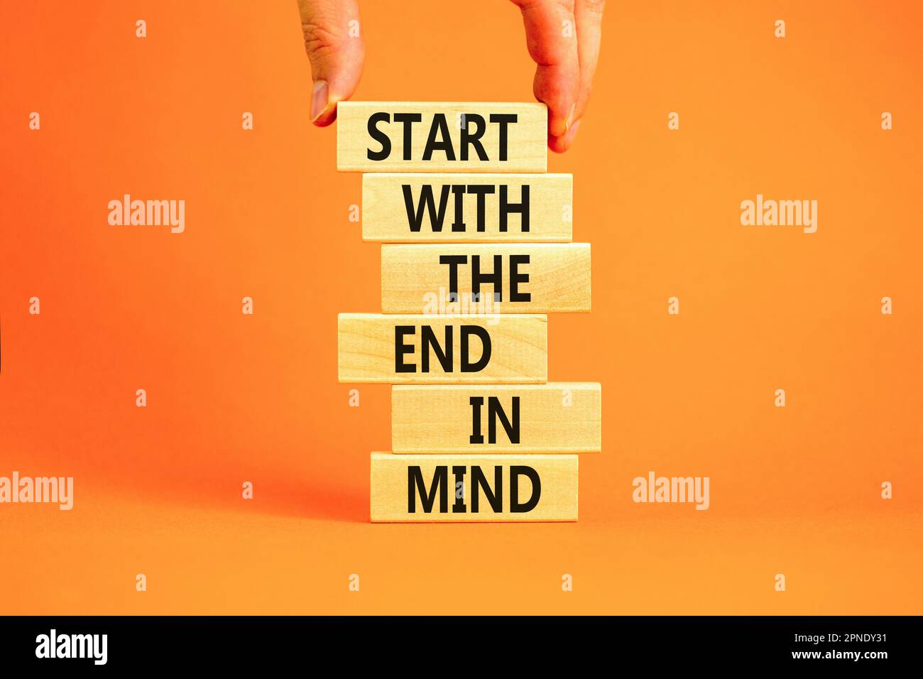 Start in end of mind symbol. Concept words Start with the end in mind ...