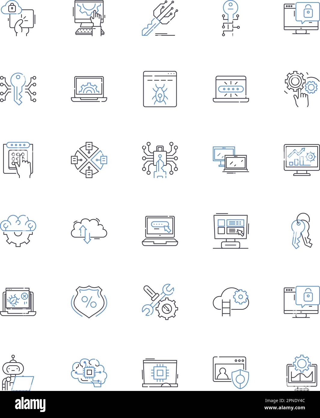 Machine line icons collection. Automation, Robotics, Mechanism, Engine ...