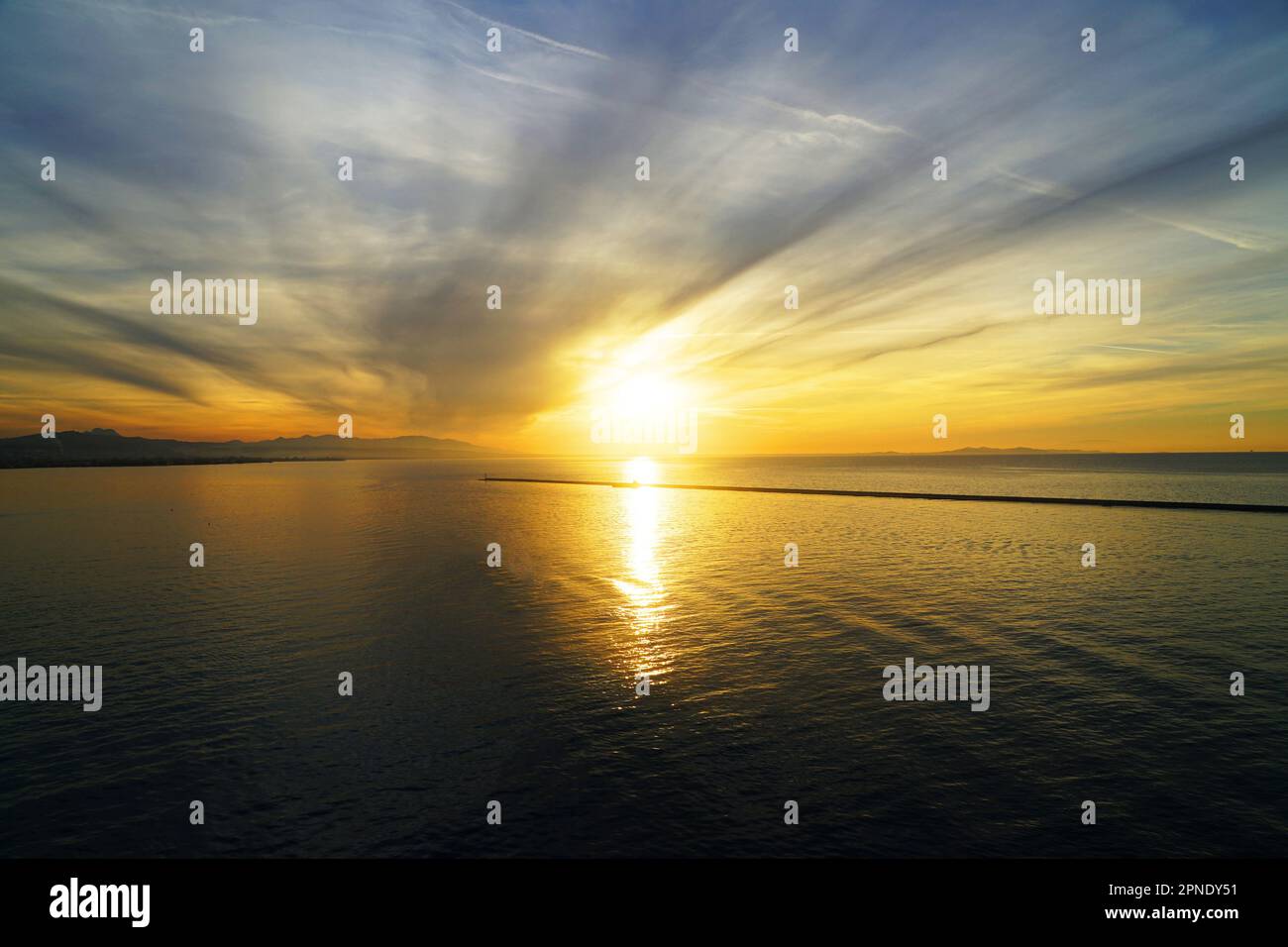 sunset sundown at the sea Mediterranean Sea in Greece, greek sunset ...