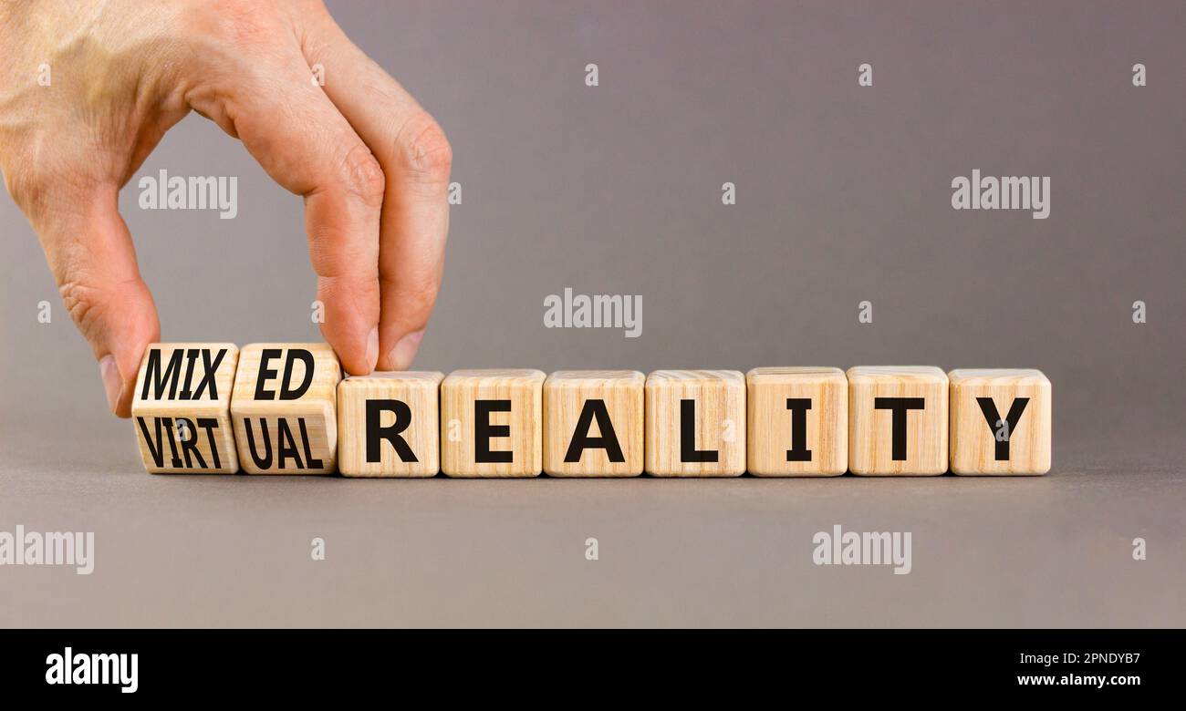 Mixed or virtual reality symbol. Concept words Mixed reality Virtual ...