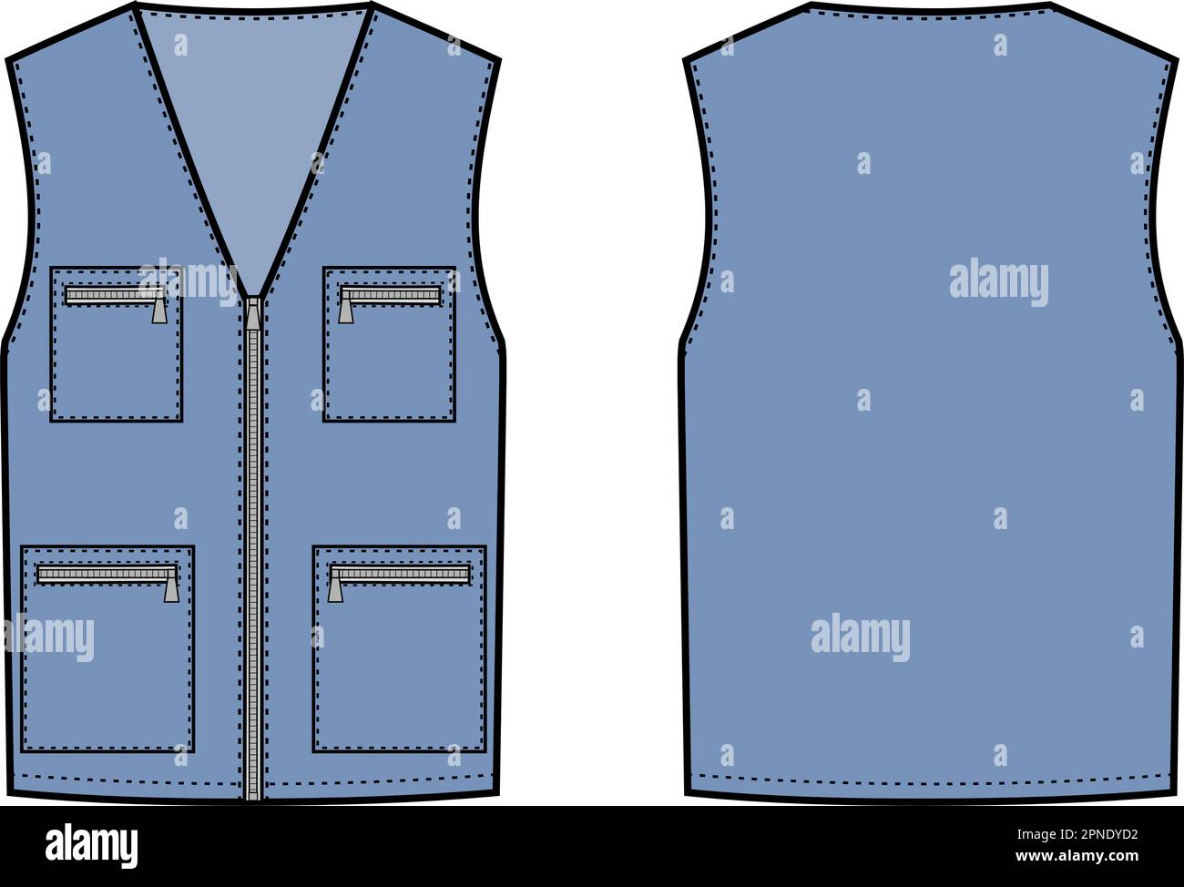 Work zipped vest. Front and back Stock Vector Image & Art - Alamy