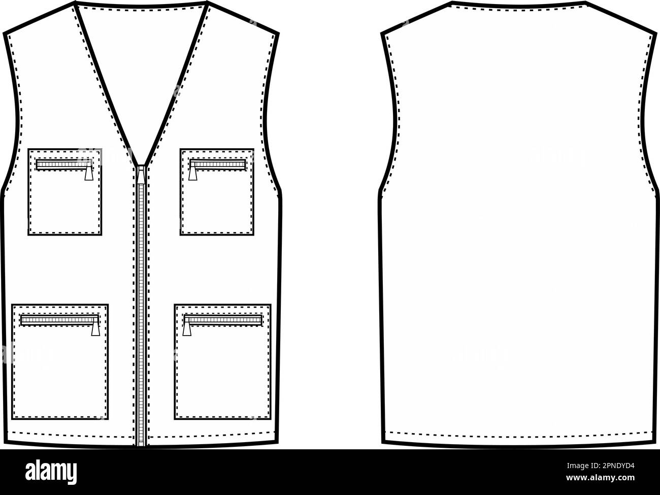 Work zipped vest. Front and back Stock Vector Image & Art - Alamy