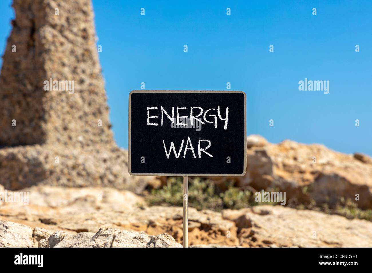 Energy war symbol. Concept words Energy war on beautiful black chalk ...