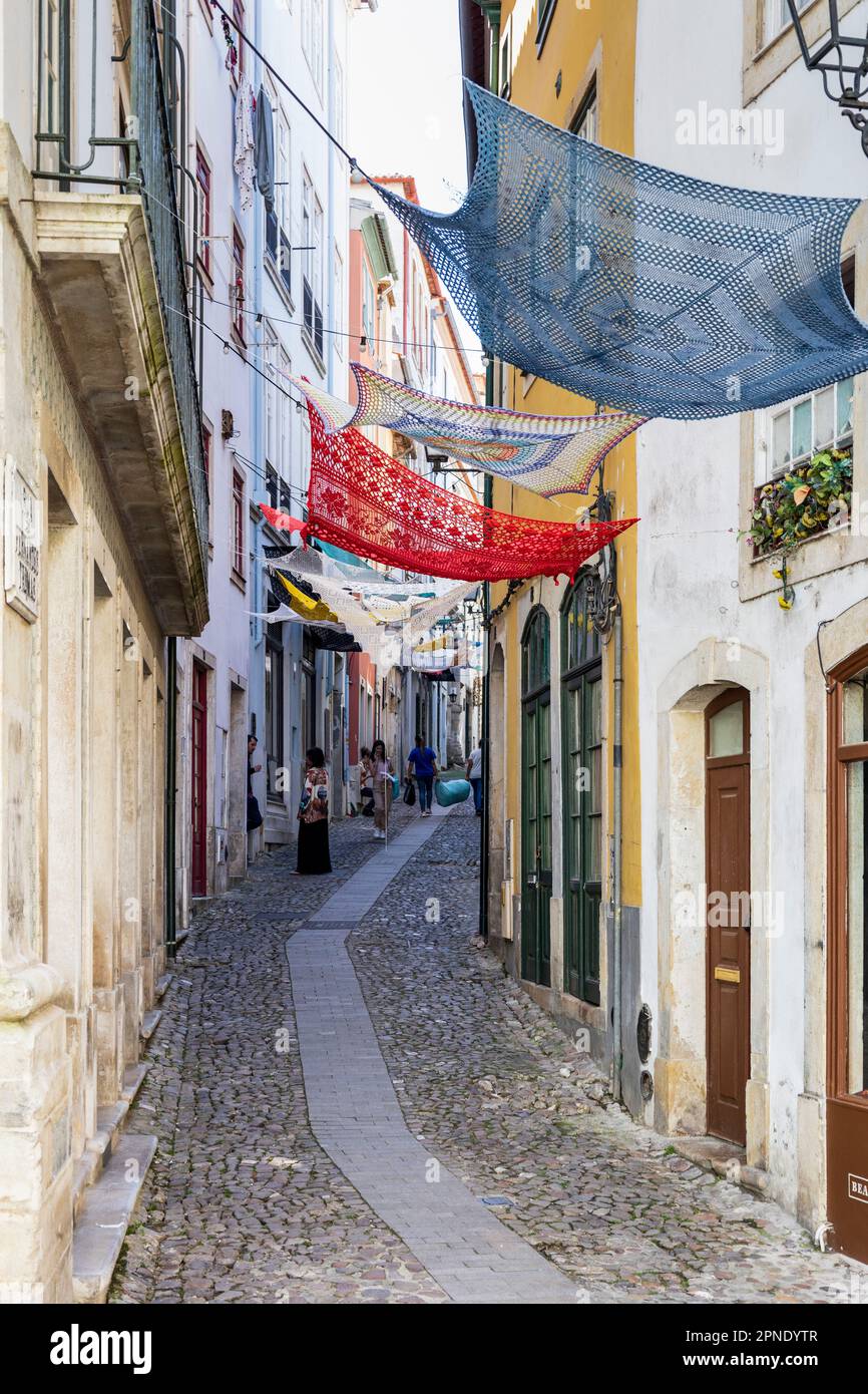 Small alleyways in the old town of Coimbra, Portugal, Europe Stock ...