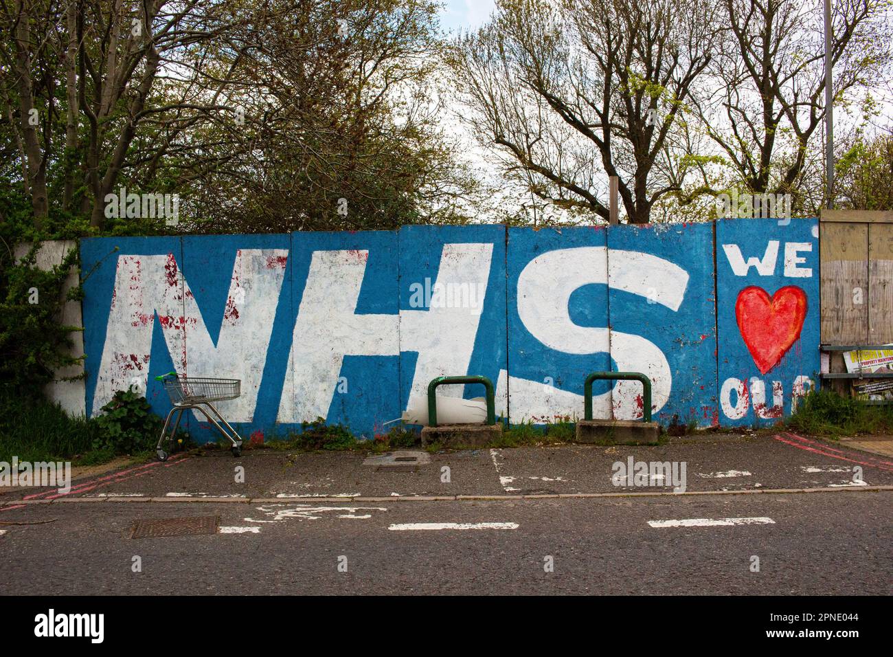 Large sign painted on wall in Roehampton, London, saying 'We Love Our ...