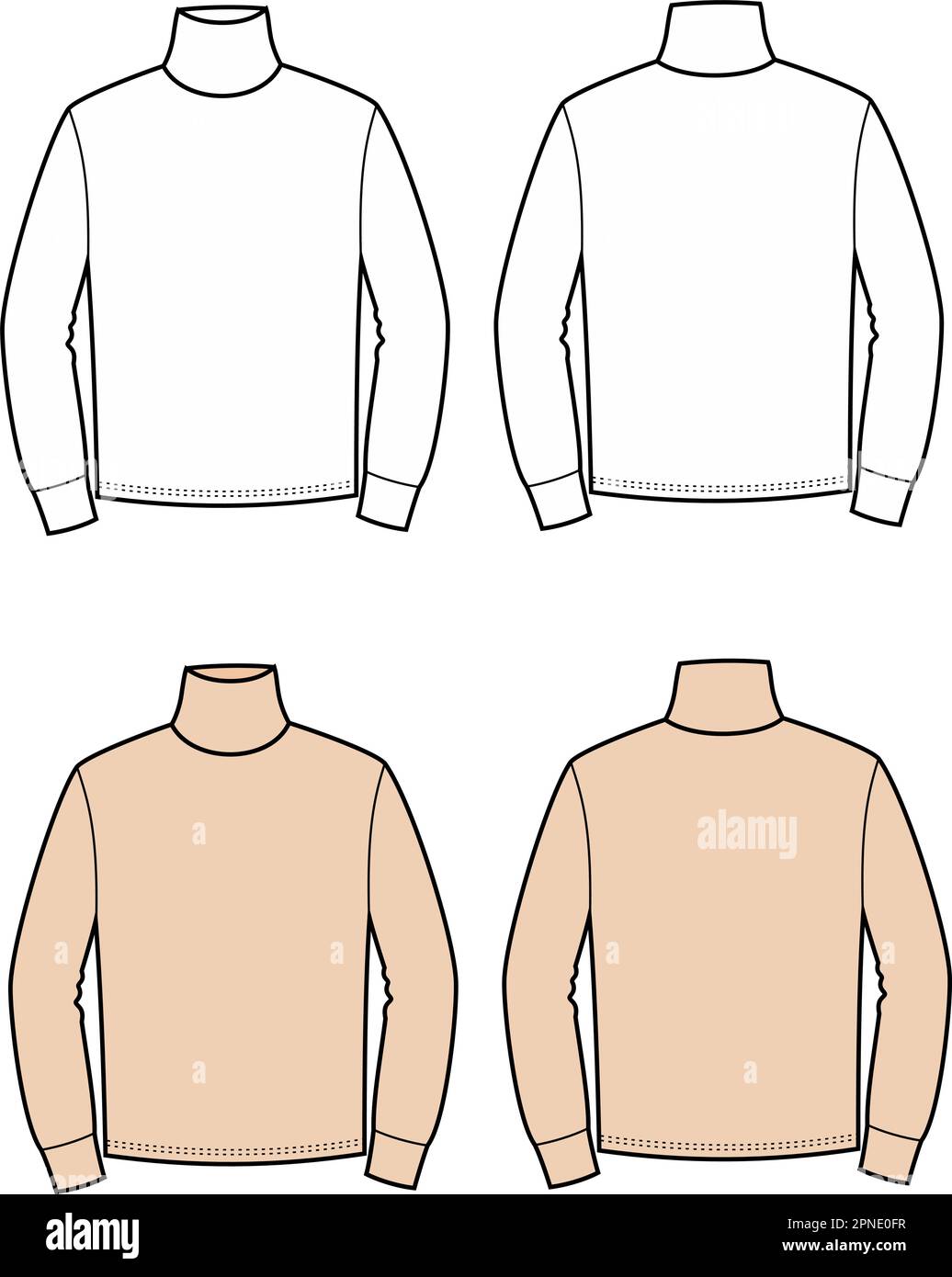 Mens turtleneck fashion CAD. Front and back Stock Vector Image & Art ...