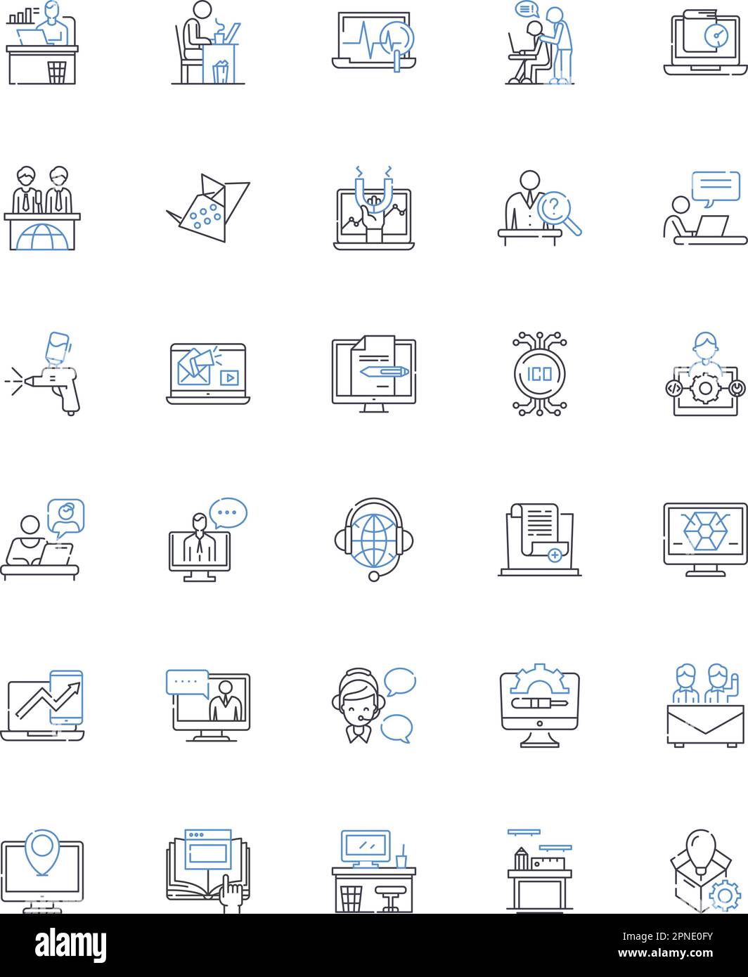Joint venture line icons collection. Collaboration, Partnership ...