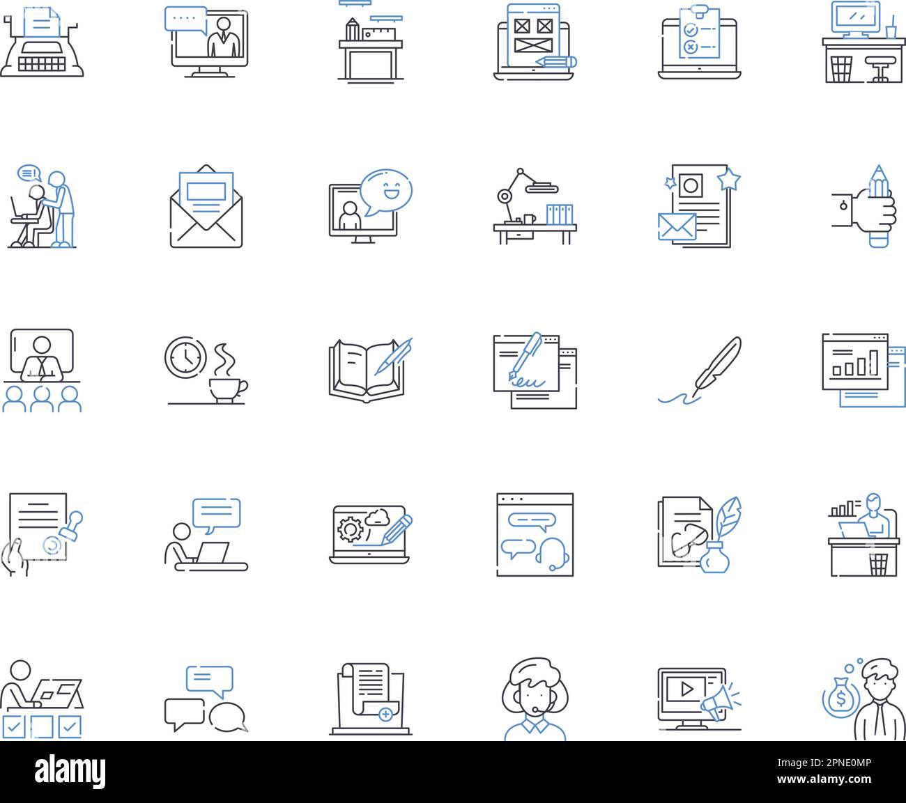 Online freelancing line icons collection. Remote, Virtual, Home-based ...