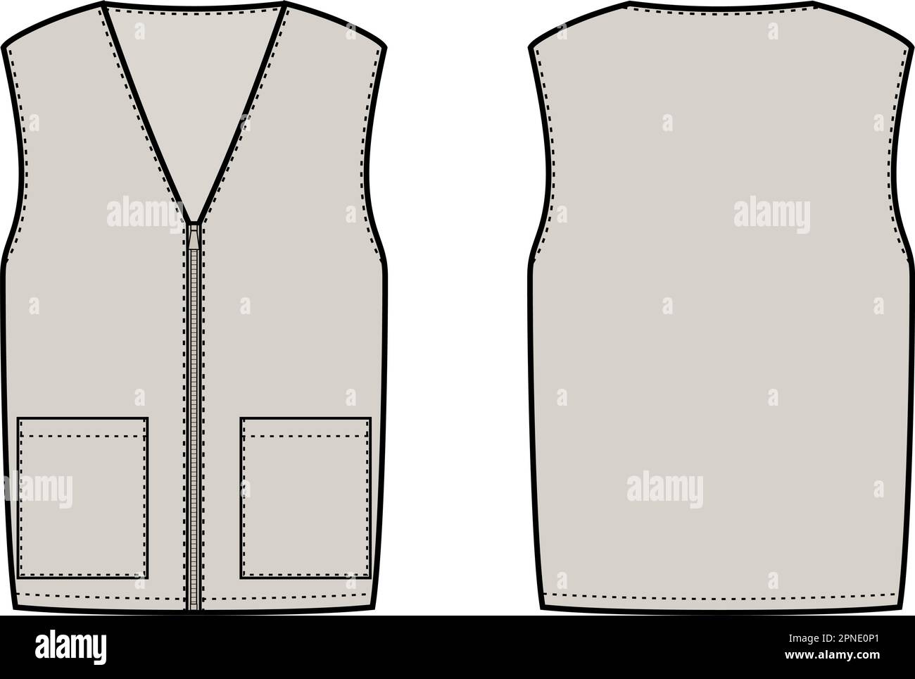 Quilted zip up vest. Front and back Stock Vector Image & Art - Alamy
