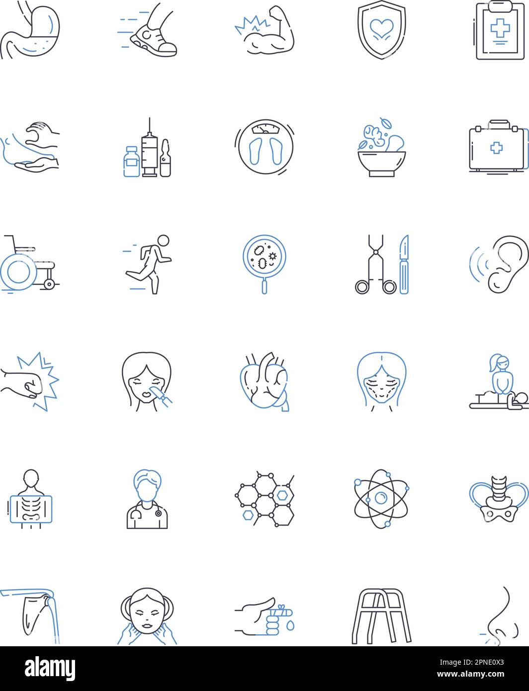 Sharp nutrition line icons collection. Balanced, Cleanse, Boost ...