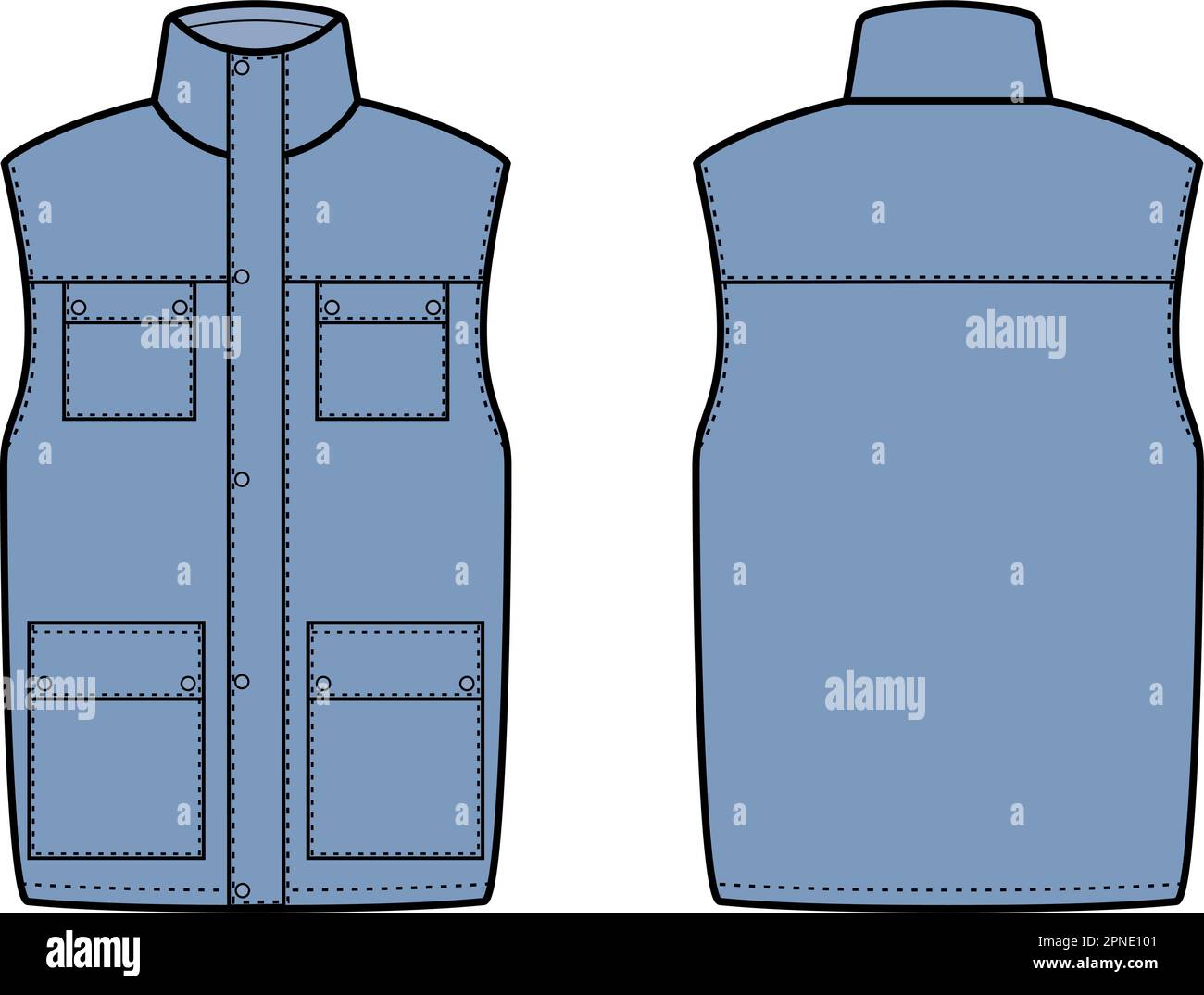 Work zipped vest. Front and back Stock Vector Image & Art - Alamy