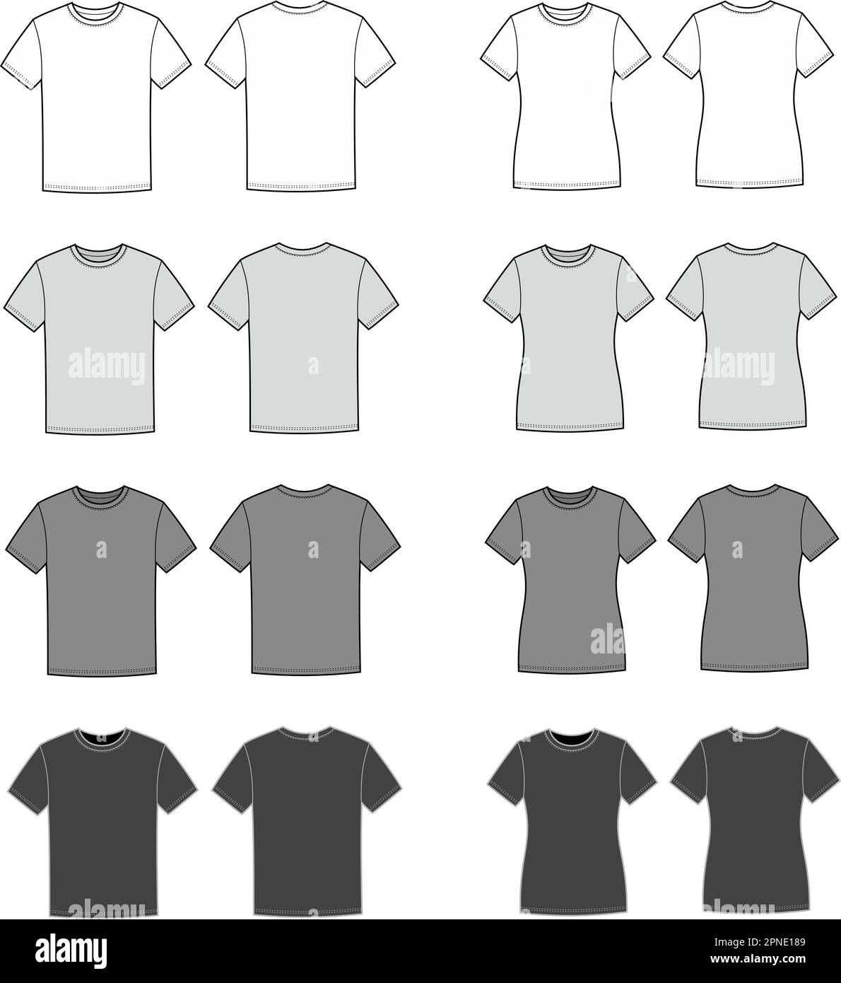 Mens tshirt fashion CAD. Front and back Stock Vector Image & Art - Alamy