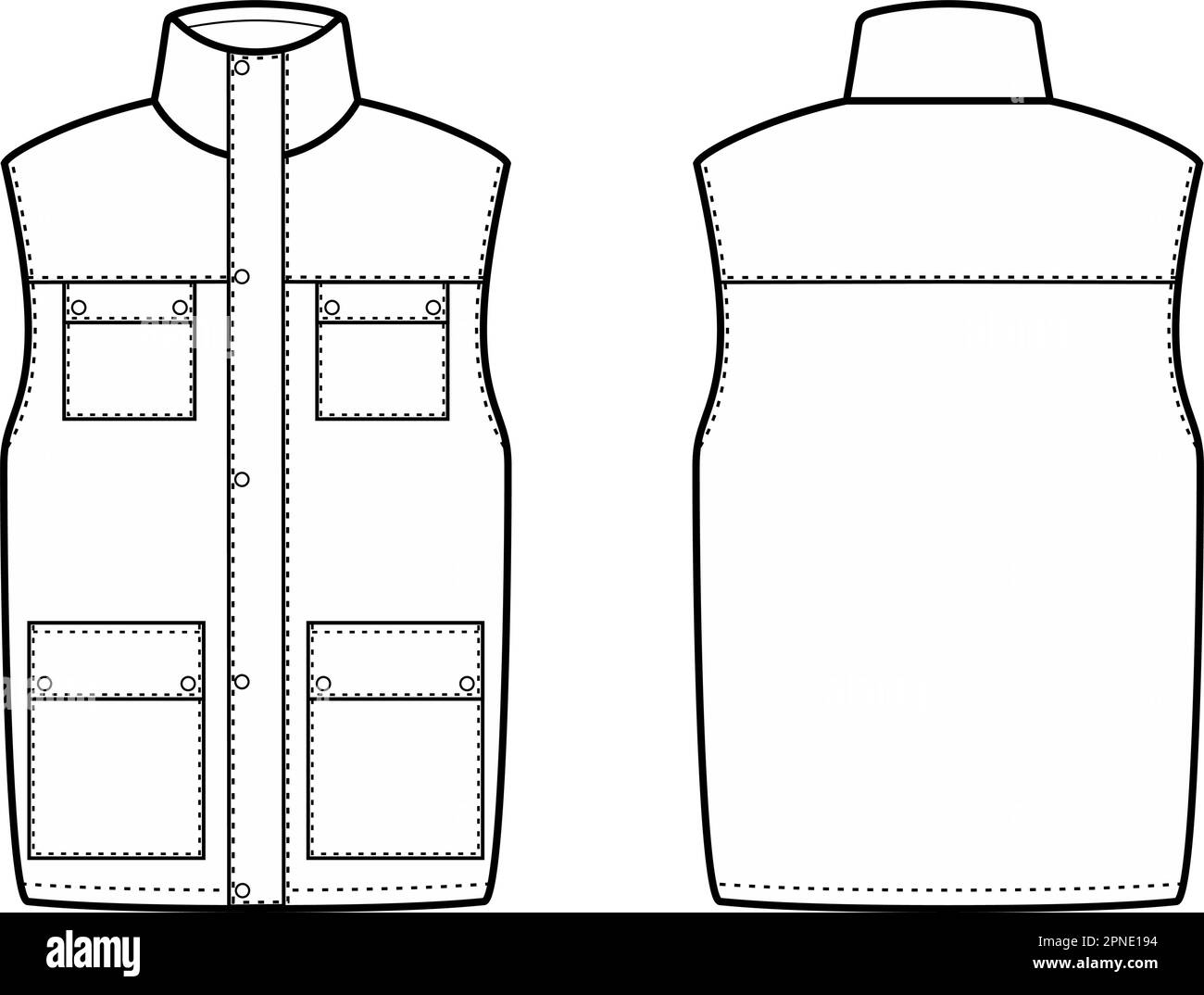 Work zipped vest. Front and back Stock Vector Image & Art - Alamy