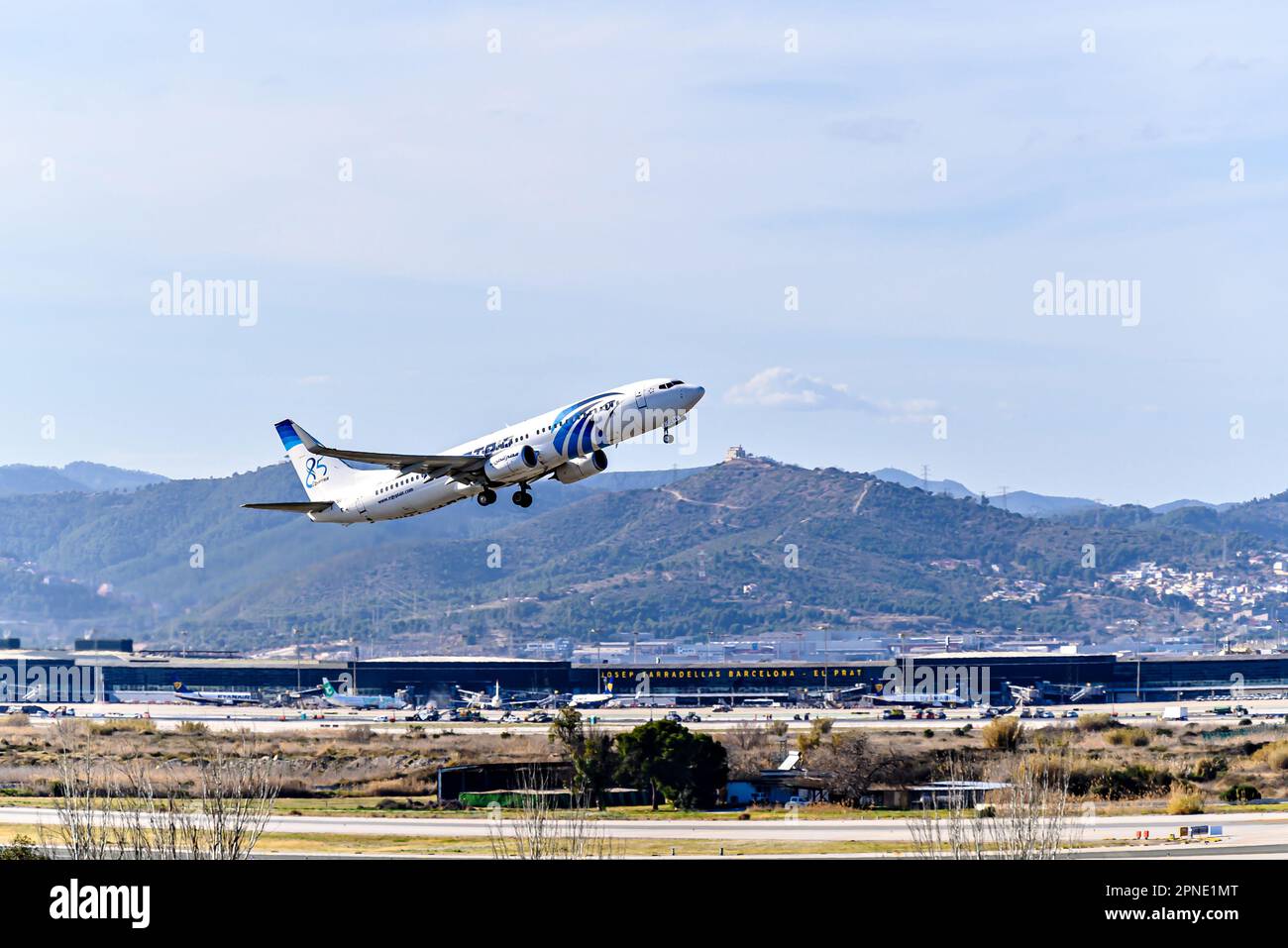 Barcelona, Spain; March 12, 2023: Boeing 737 plane of the company ...