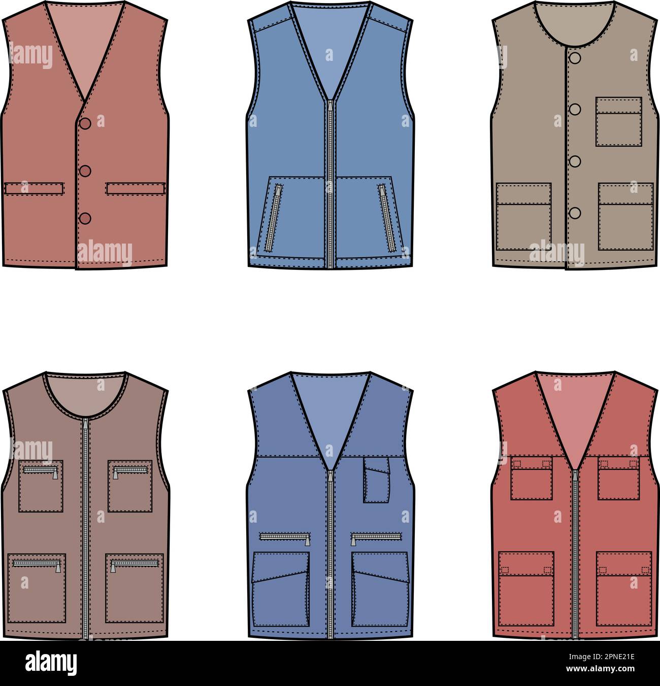Set of zipped work vests Stock Vector Image & Art - Alamy