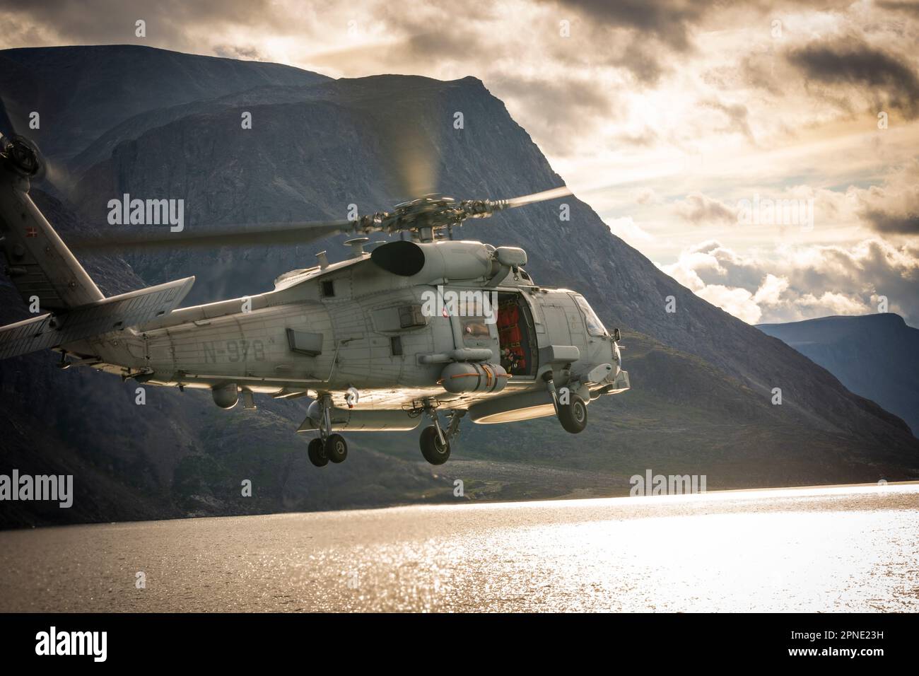 Royal Danish Navy Sikorsky MH-60R Seahawk helicopter performing a ...