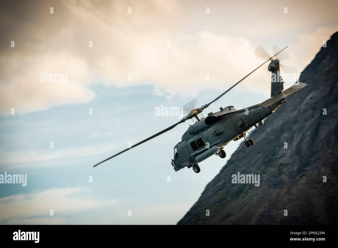 Royal Danish Navy Sikorsky MH-60R Seahawk helicopter performing a ...