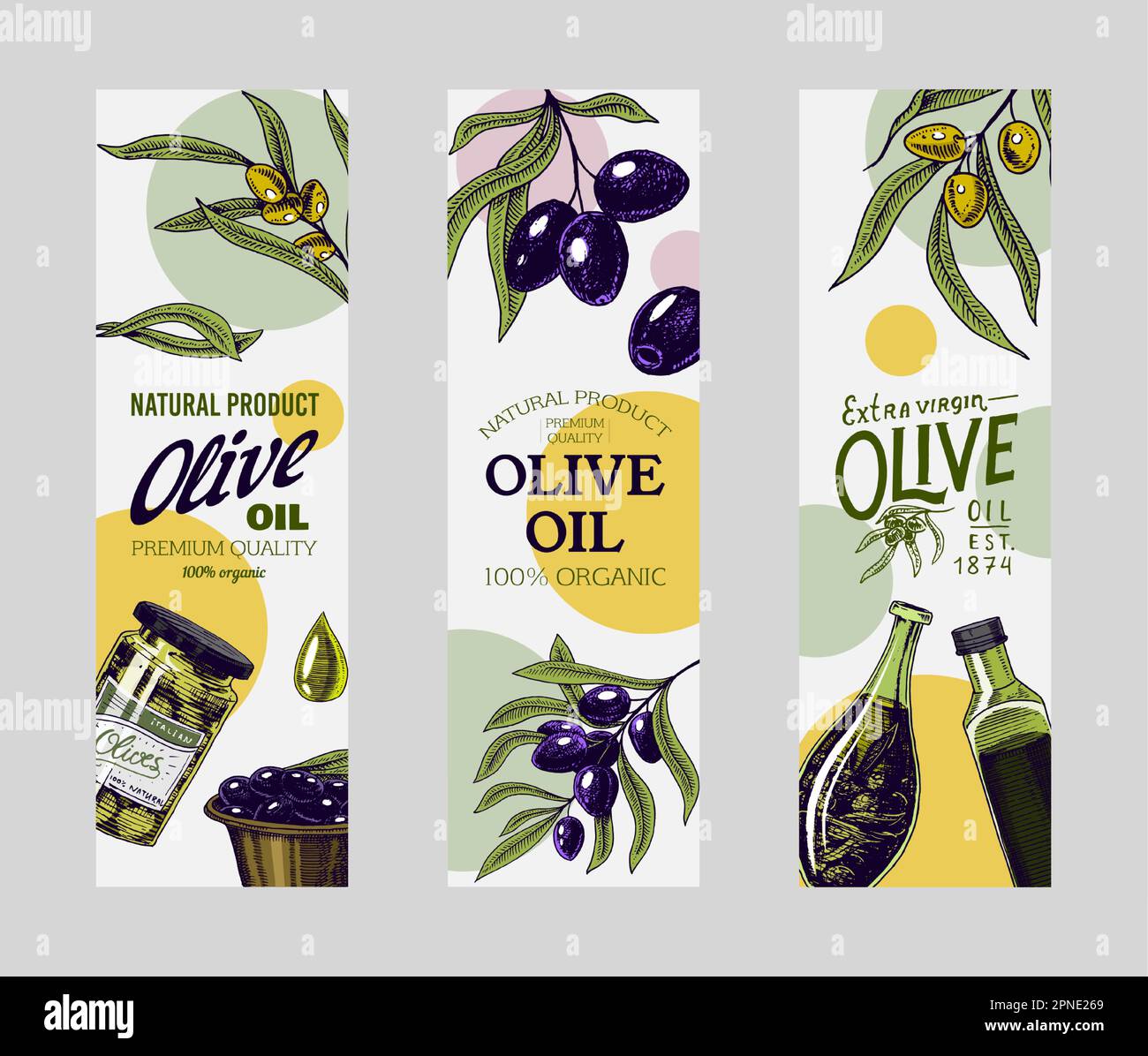 Olive oil and branch Label Template. Elegant Typography Banner. Organic ...