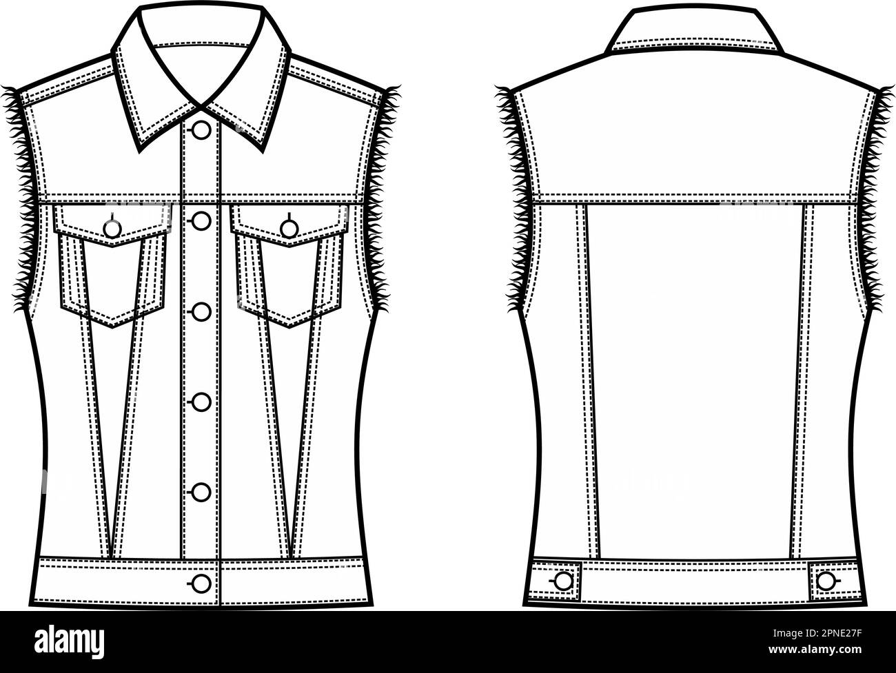 Womens denim vest. Front and back Stock Vector Image & Art - Alamy