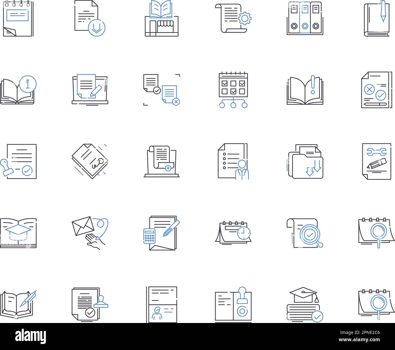 Magazine creation line icons collection. Layout, Typography, Content ...