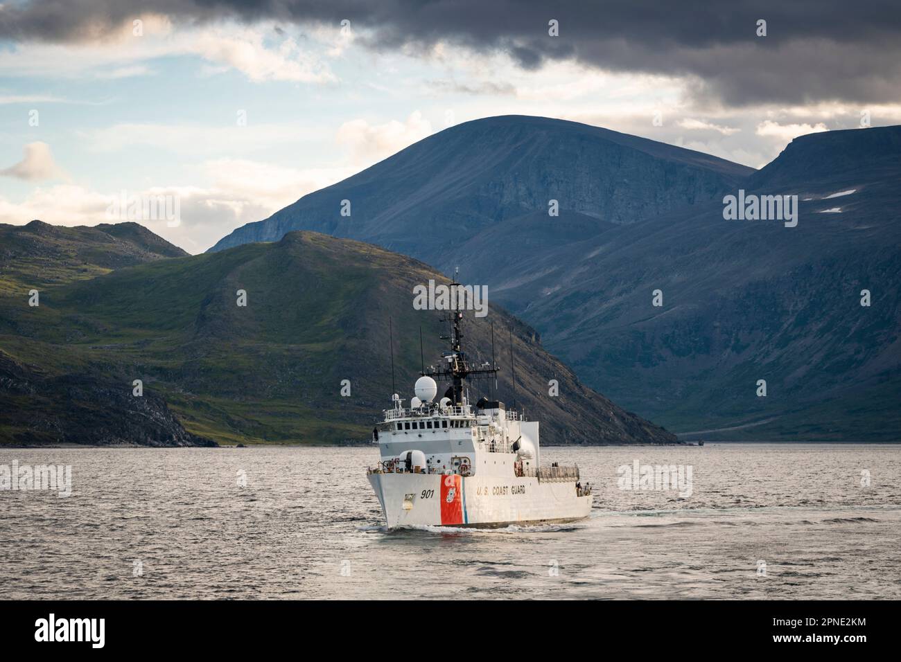 US Coast Guard Cutter Bear underway in Saglek Fjord, Labrador, during ...