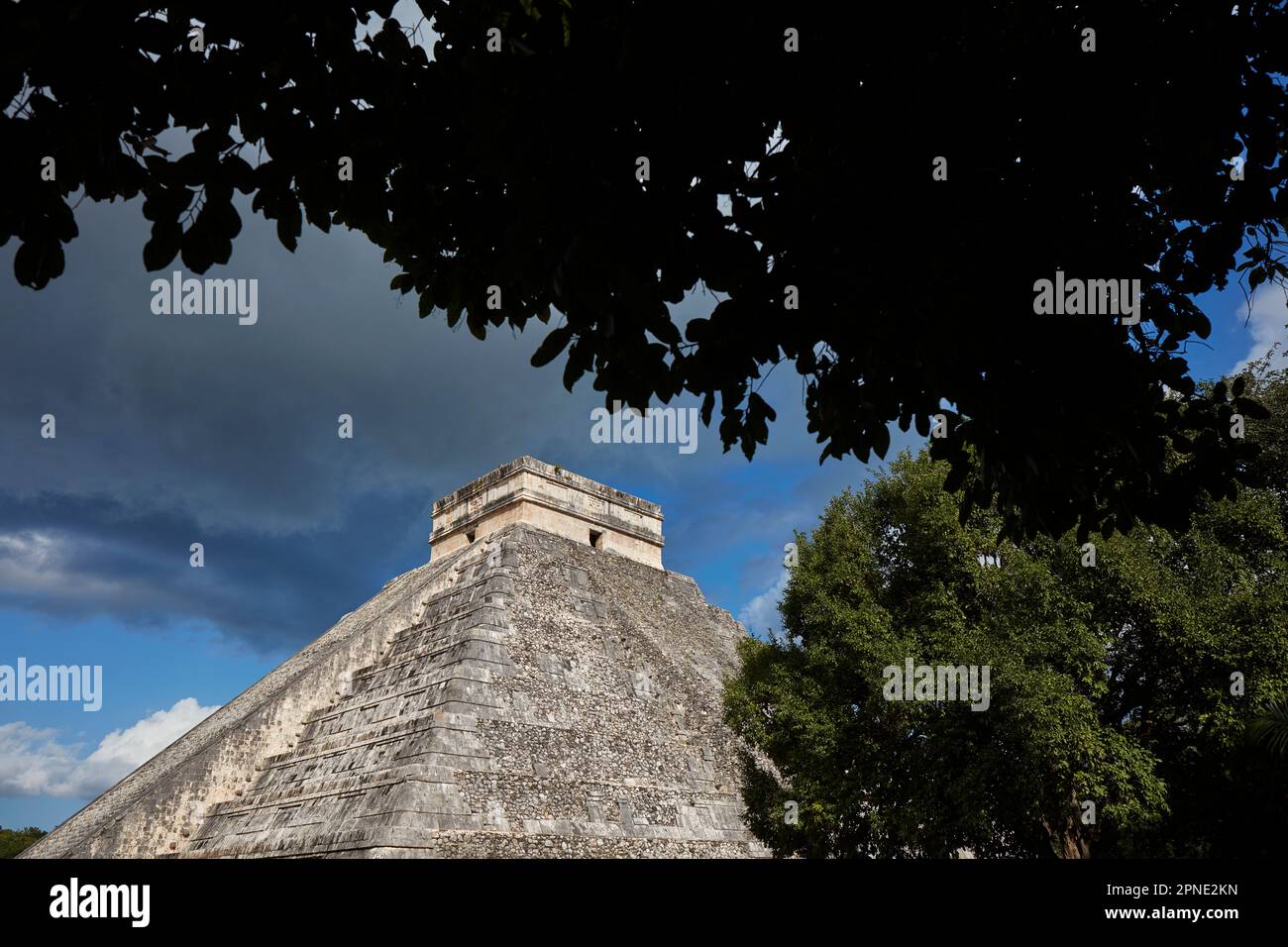 The "Temple of Kukulcan" (El Castillo), a Mesoamerican step-pyramid inside the archaeological ...