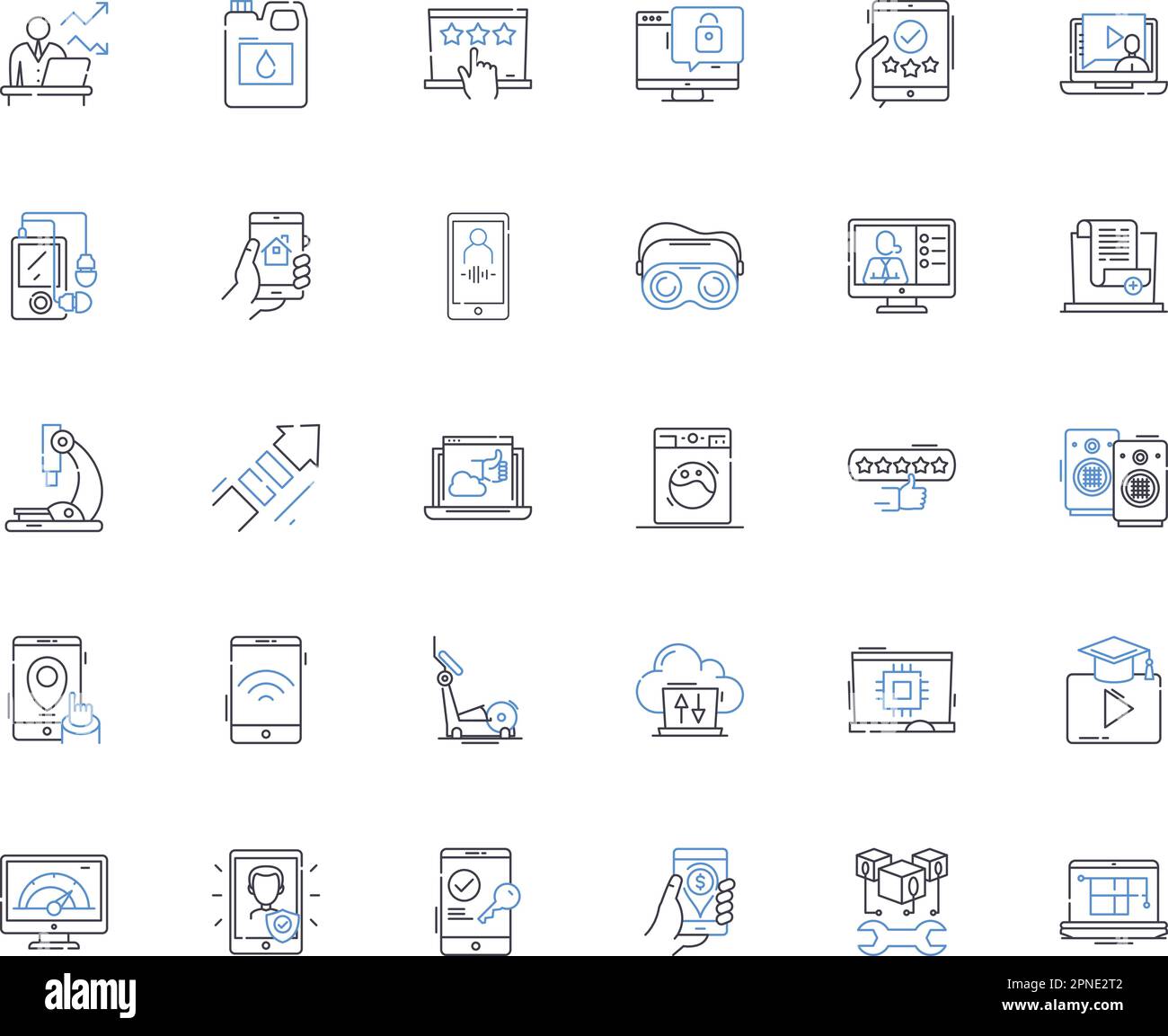 Digital Protection Line Icons Collection Encryption Passwords