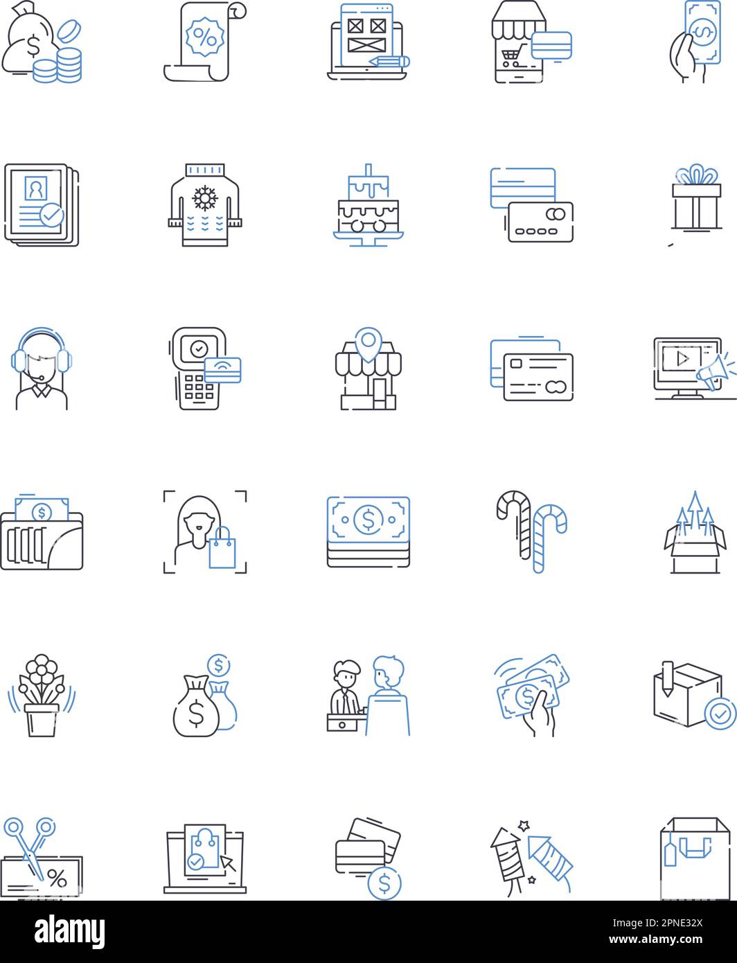 Supermarket line icons collection. Groceries, Aisles, Produce, Checkout ...