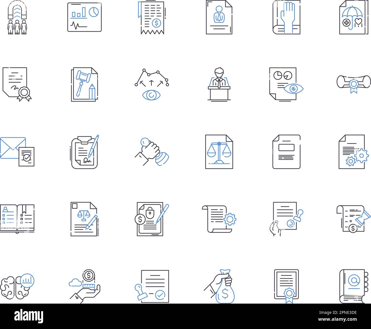 Decree Line Icons Collection Mandate Edict Ruling Pronouncement Announcement Order