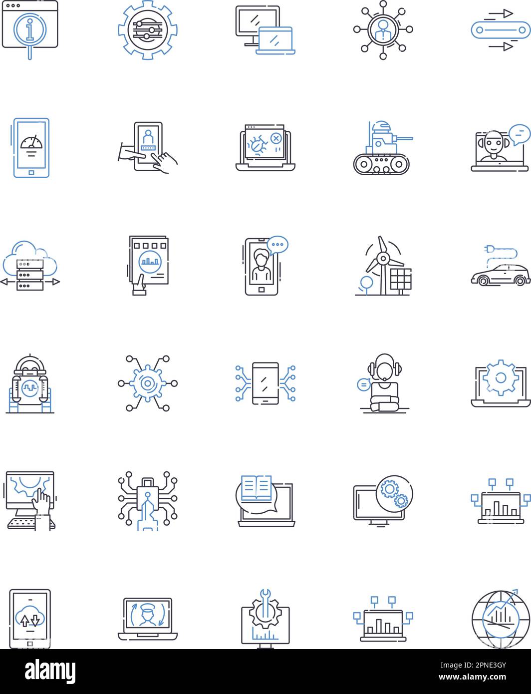 Digital Marketing Line Icons Collection Seo Analytics Ppc Content