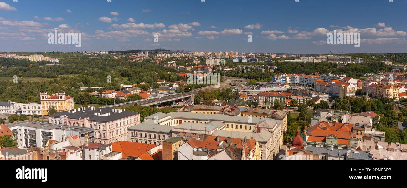 PILSEN, CZECH REPUBLIC, EUROPE - Patton Bridge, center left, and Roudna ...