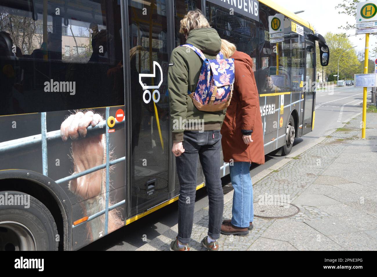 Berlin, Germany - April 17, 2023 - Bus driver closed the door at ...