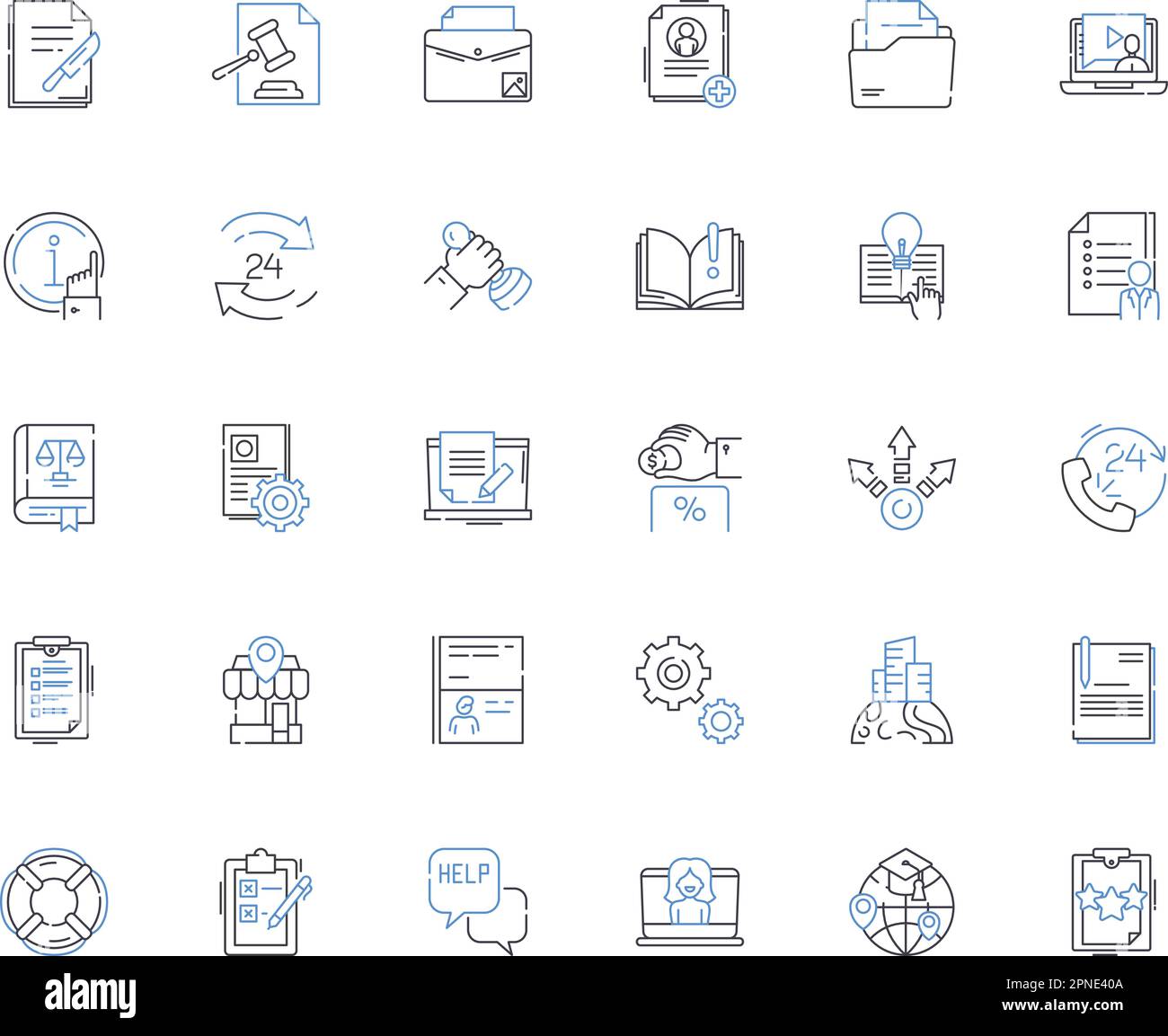 Training materials line icons collection. Manuals, Videos, Workbooks ...