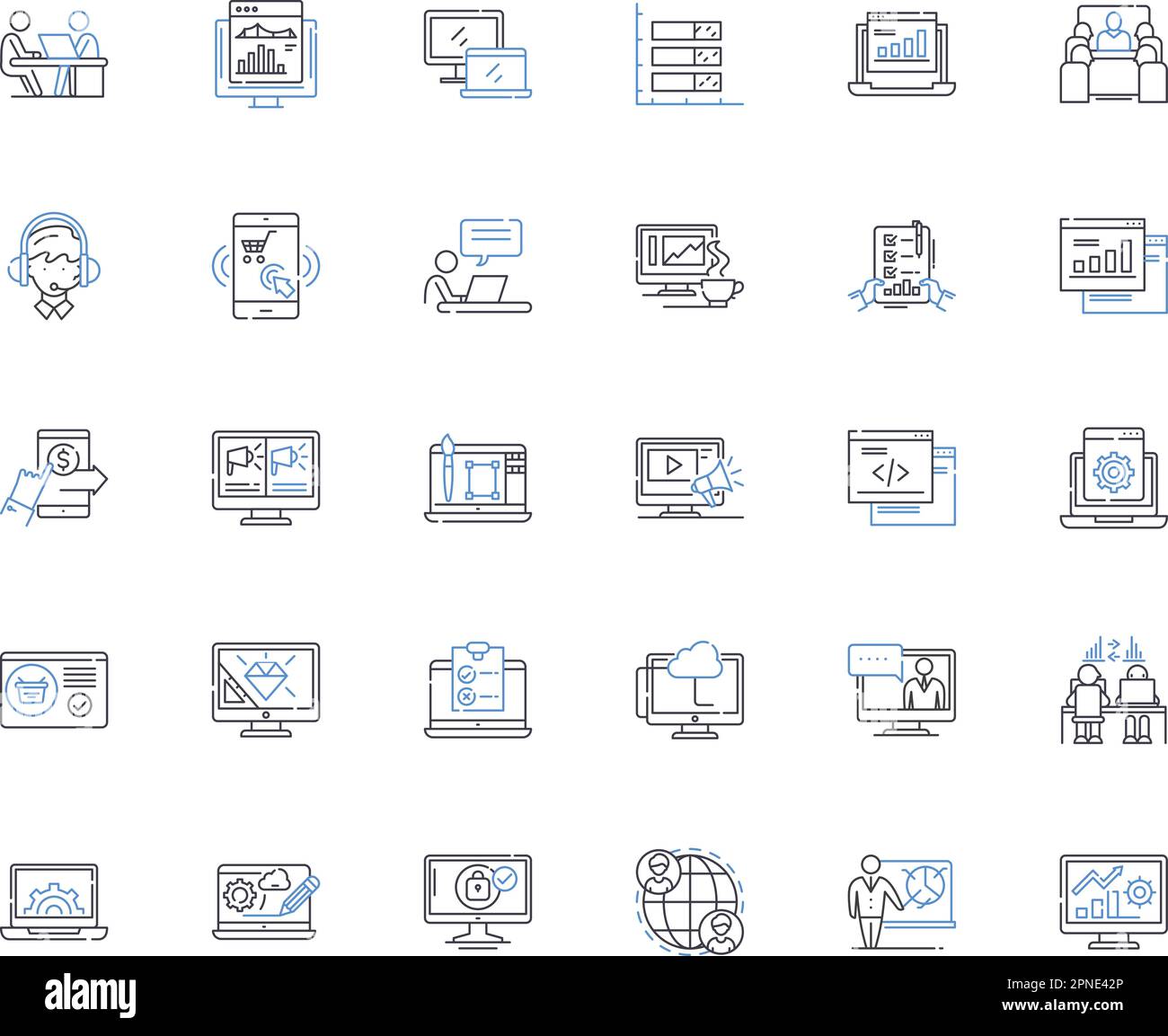 Virtual enterprise line icons collection. Digital, Virtuality, Economy ...