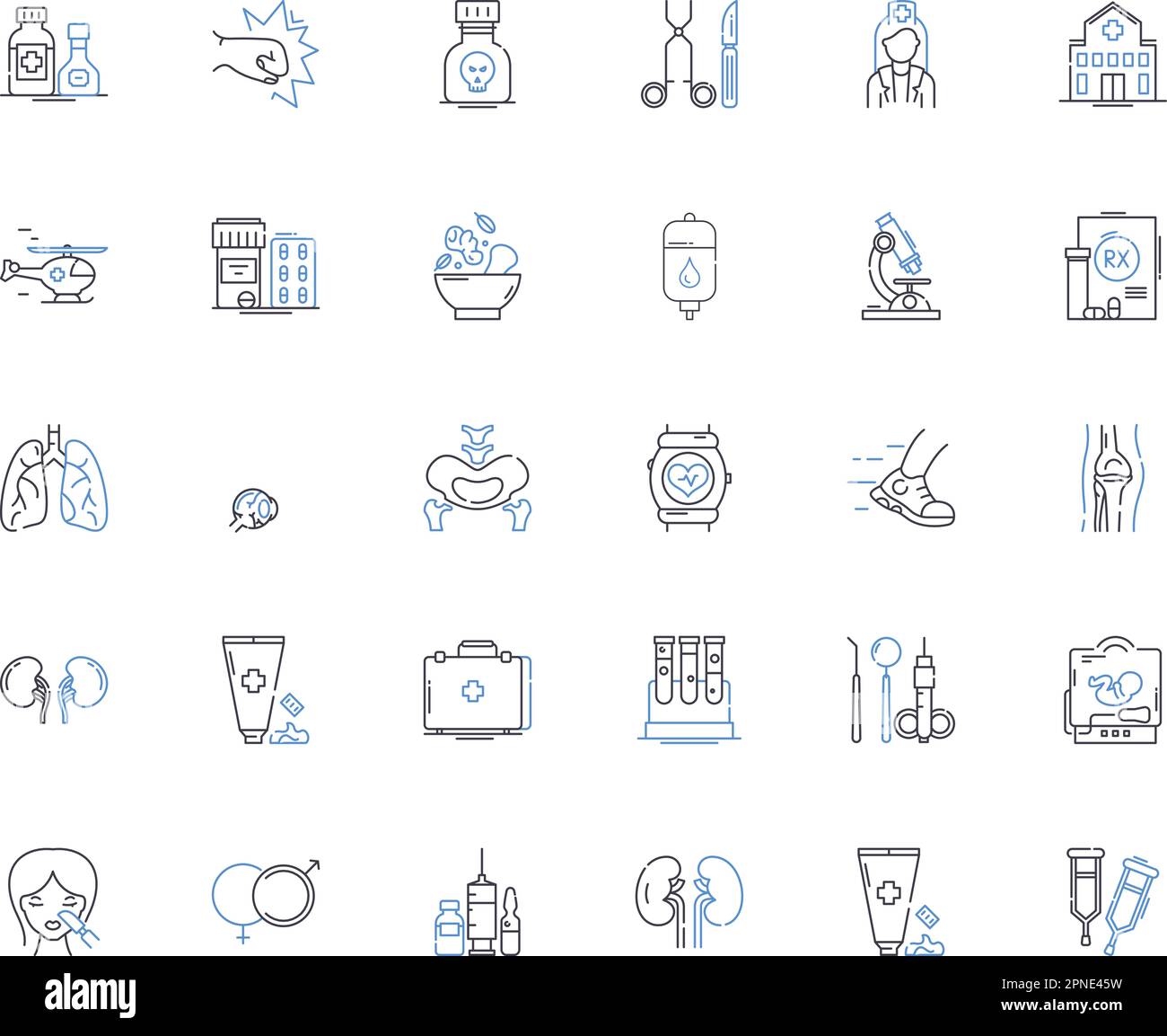 Natural healing line icons collection. Herbalism, Acupuncture ...