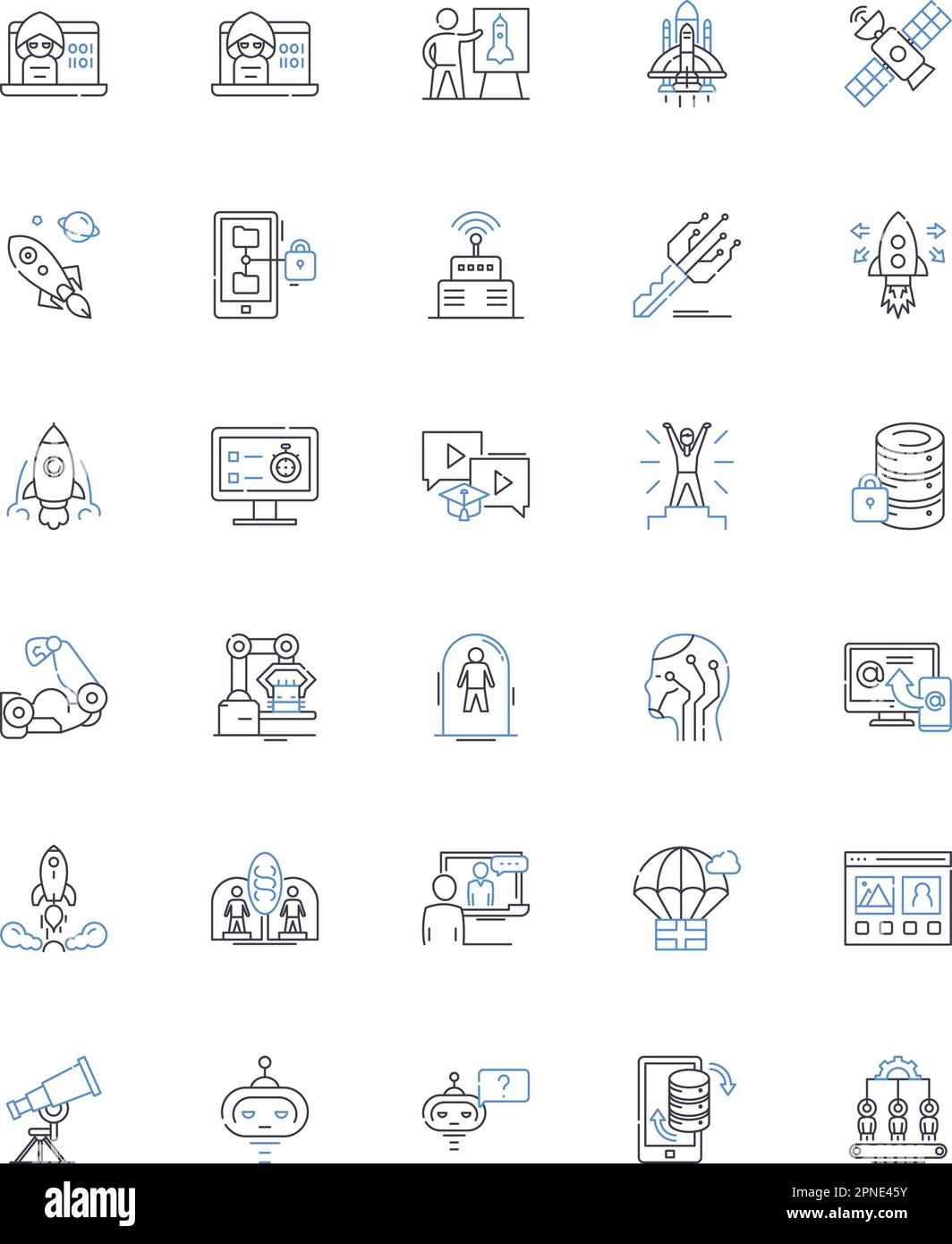 Biotechnology line icons collection. Genetics, Proteomics, Bioreactor ...