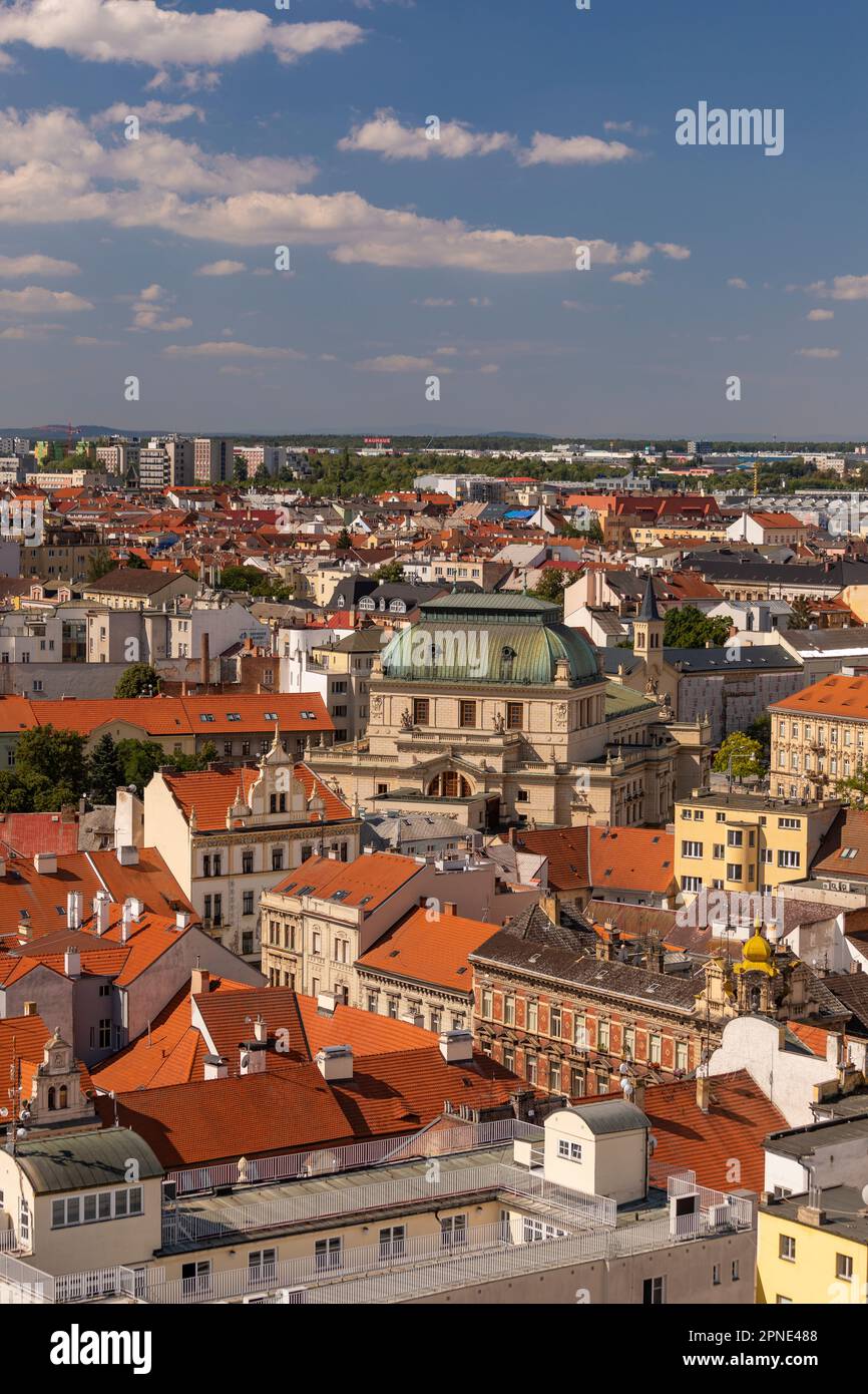 PILSEN, CZECH REPUBLIC, EUROPE - Aerial view of J.K. Tyl Theatre ...