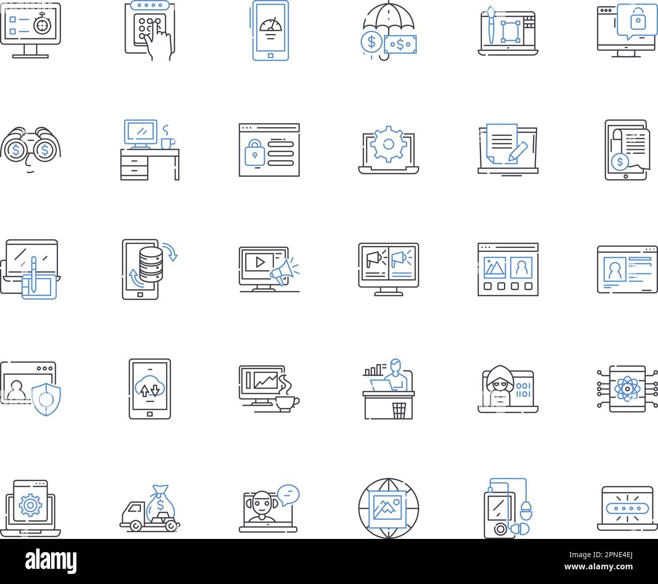 Web-based business line icons collection. E-commerce, Digital, Online ...