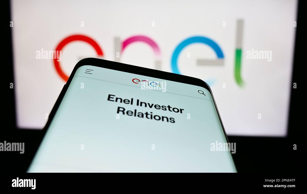Smartphone with website of Italian utility company Enel S.p.A. on ...