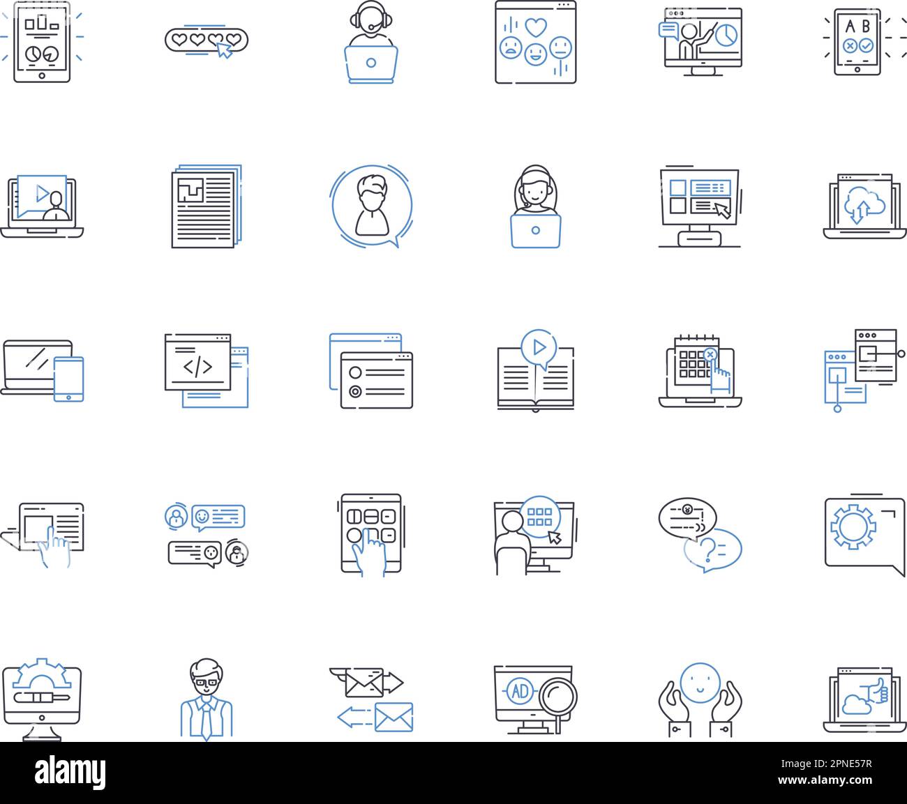 Governance coordination line icons collection. Leadership ...