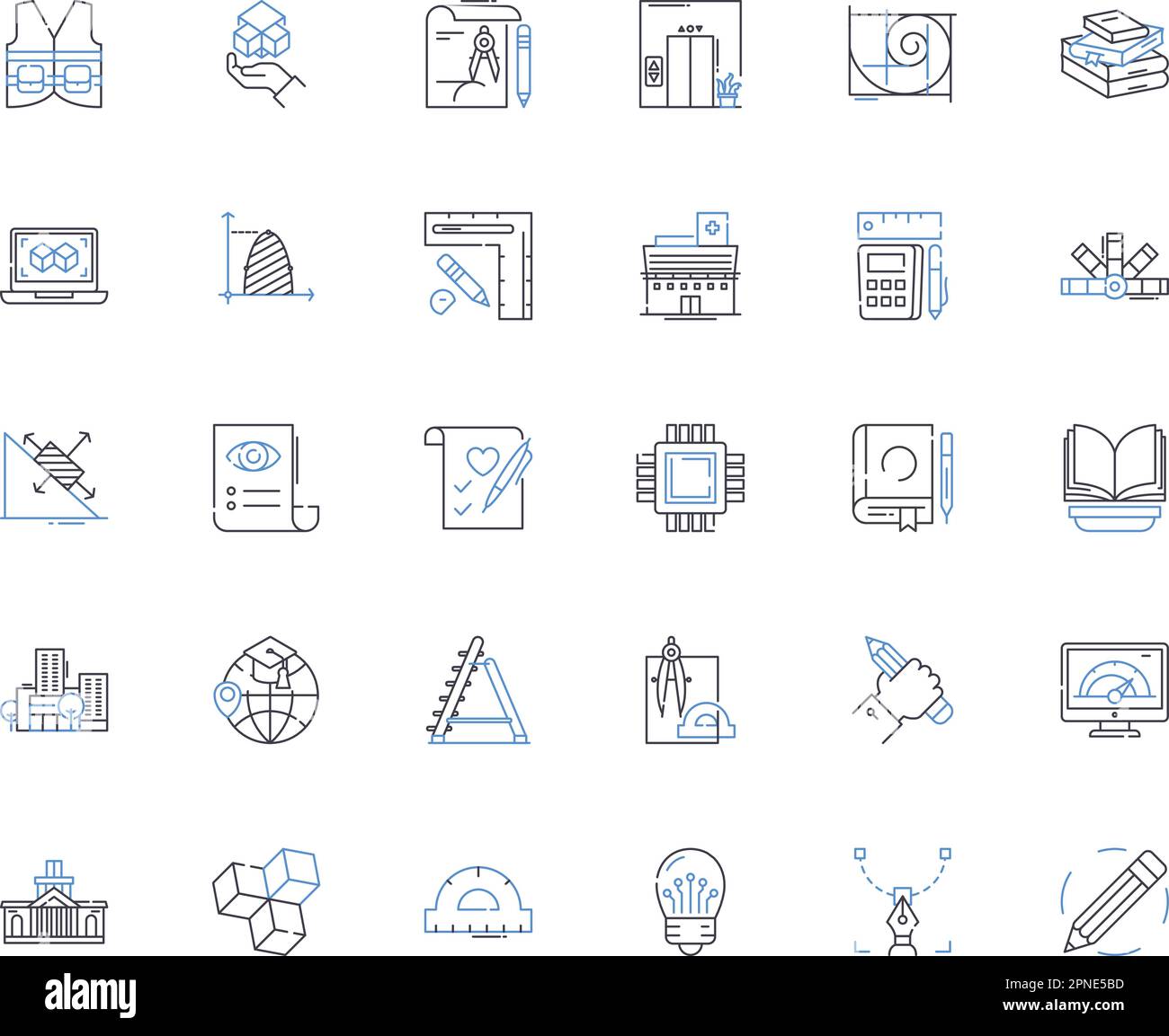 Computing Machinery Line Icons Collection Processor Memory Storage Input Output Algorithm