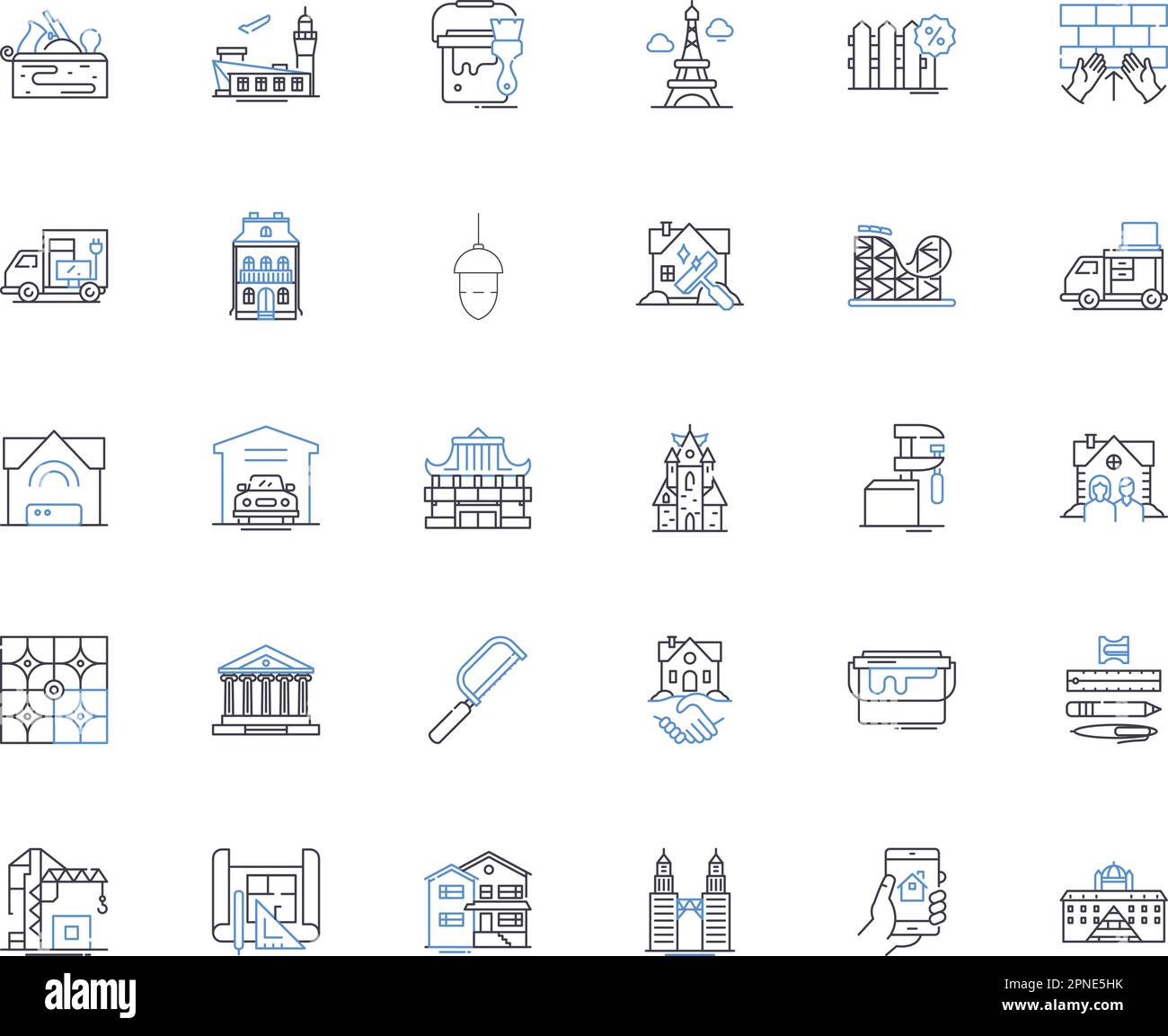 Residences line icons collection. Apartment, Condominium, Villa, Duplex ...