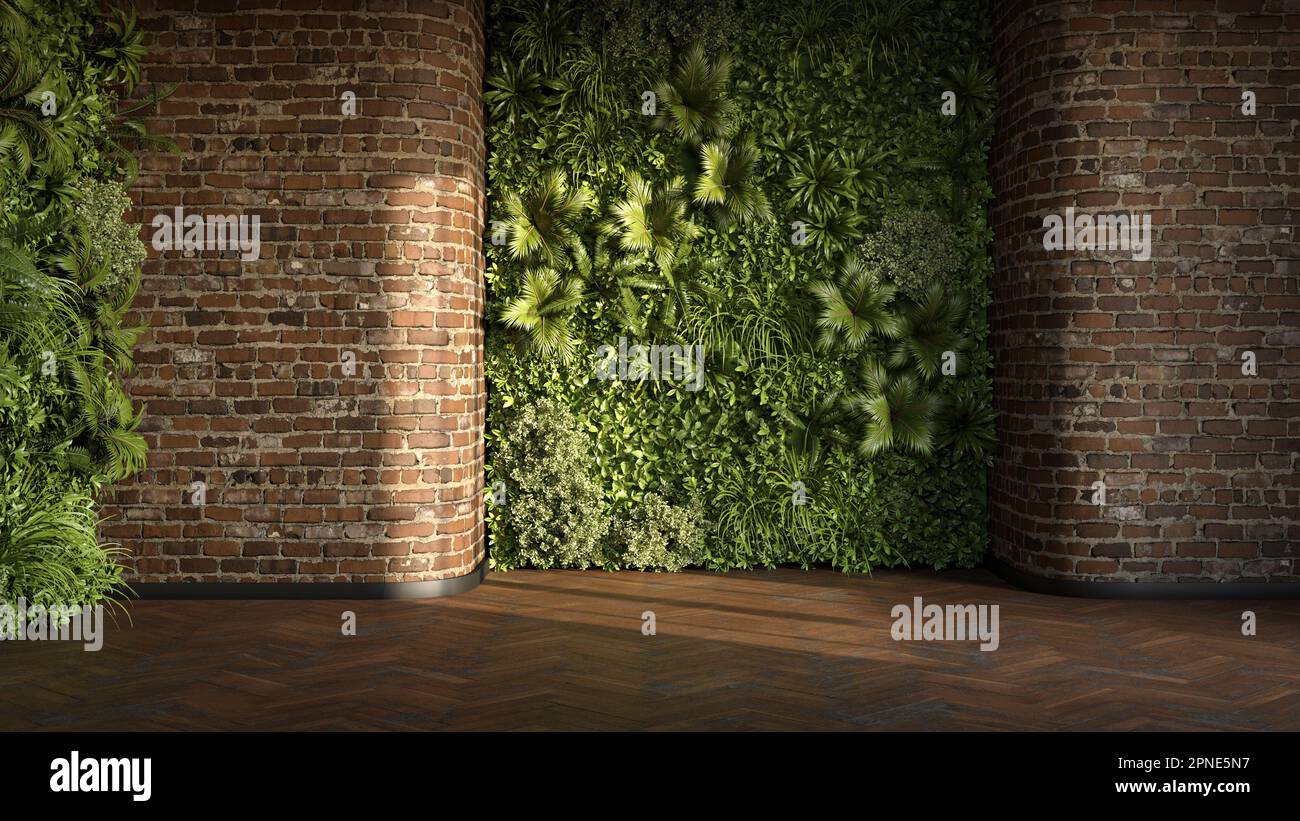 Vertical Green Wall in modern interior design, 3d render Stock Photo ...
