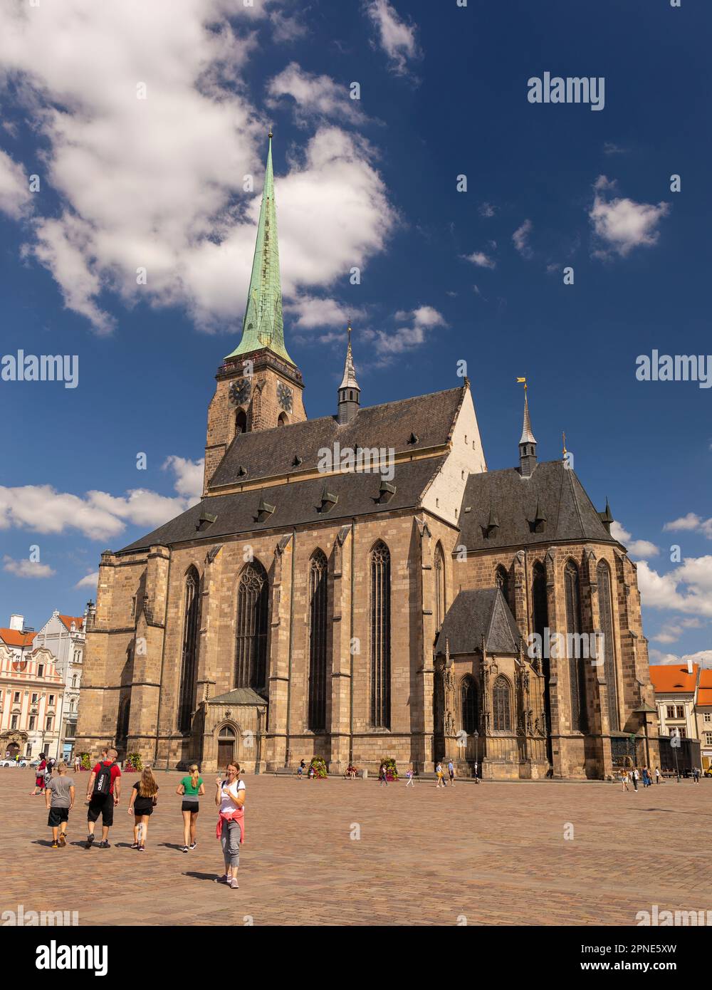 PILSEN, CZECH REPUBLIC, EUROPE - The Cathedral of St. Bartholomew, a ...