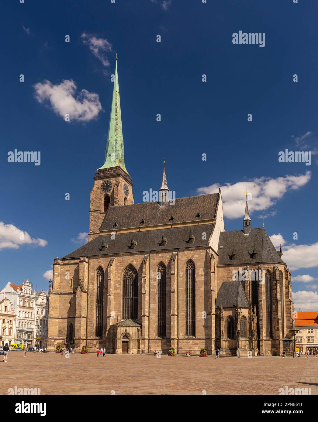 PILSEN, CZECH REPUBLIC, EUROPE - The Cathedral of St. Bartholomew, a ...