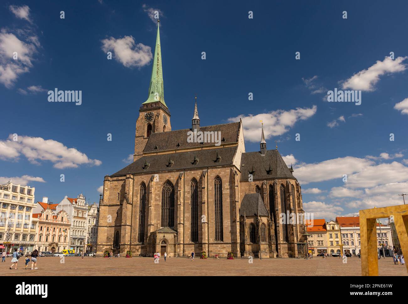PILSEN, CZECH REPUBLIC, EUROPE - The Cathedral of St. Bartholomew, a ...